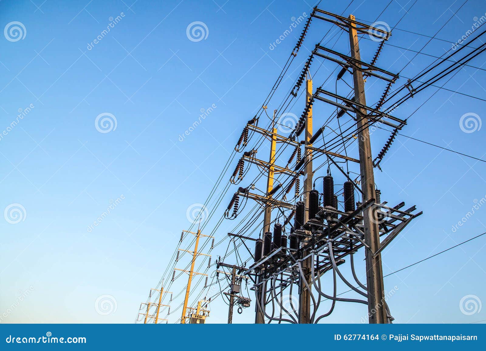 Equipment of High Voltage Electric and Electric Wire Line on Pol Stock ...