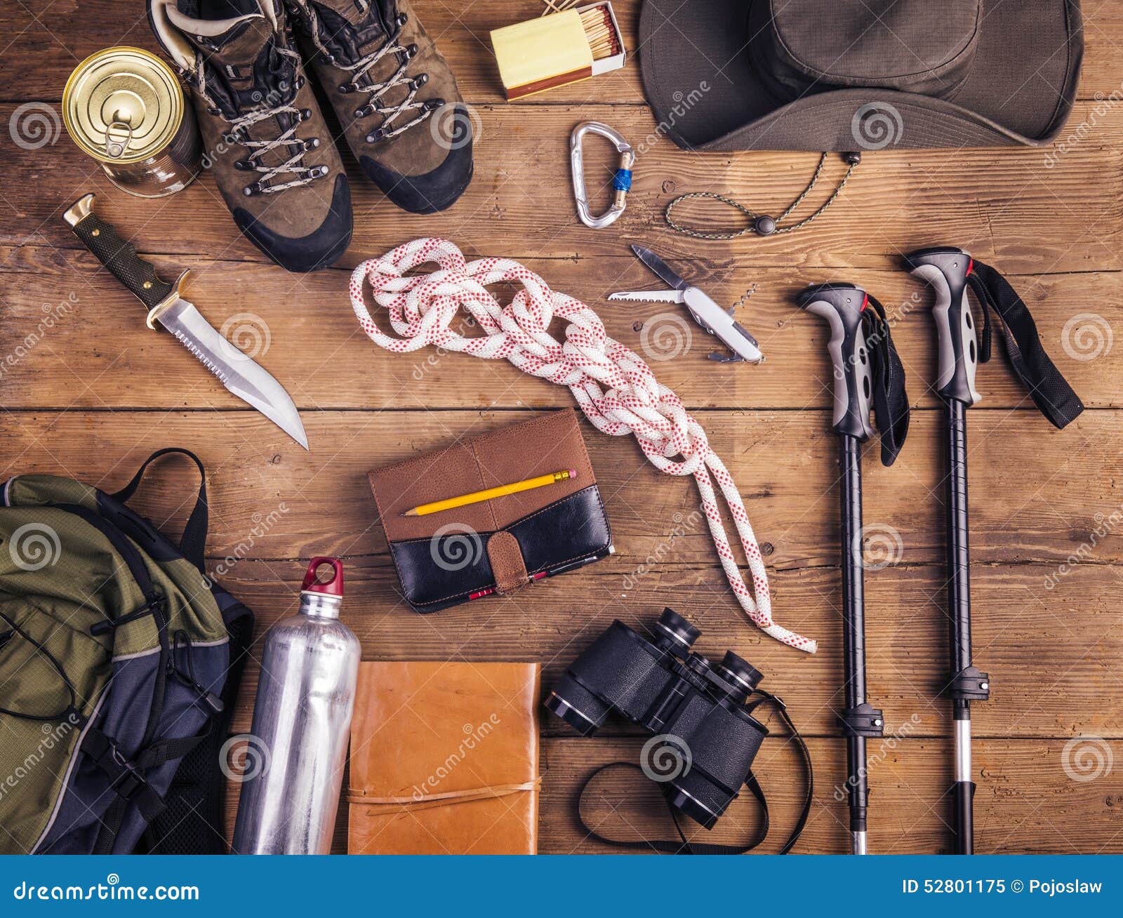 Equipment for hiking stock image. Image of backpack, canned - 52801175