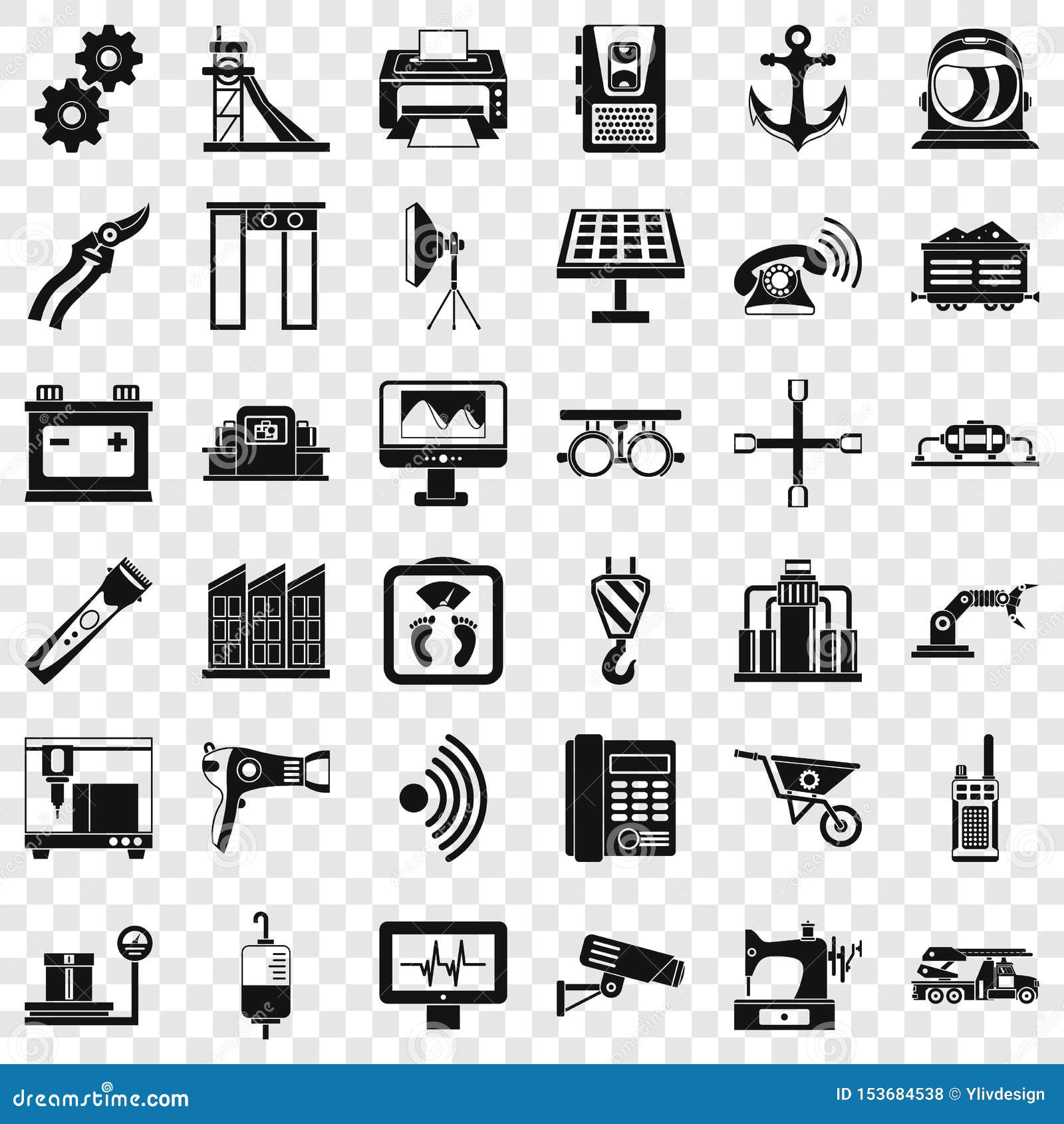 Equipment Icons Set, Simple Style Stock Vector - Illustration of ...