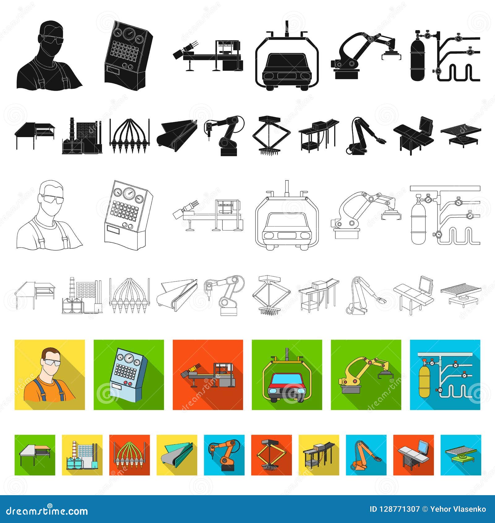 Equipment and Machine Flat Icons in Set Collection for Design.Technical ...