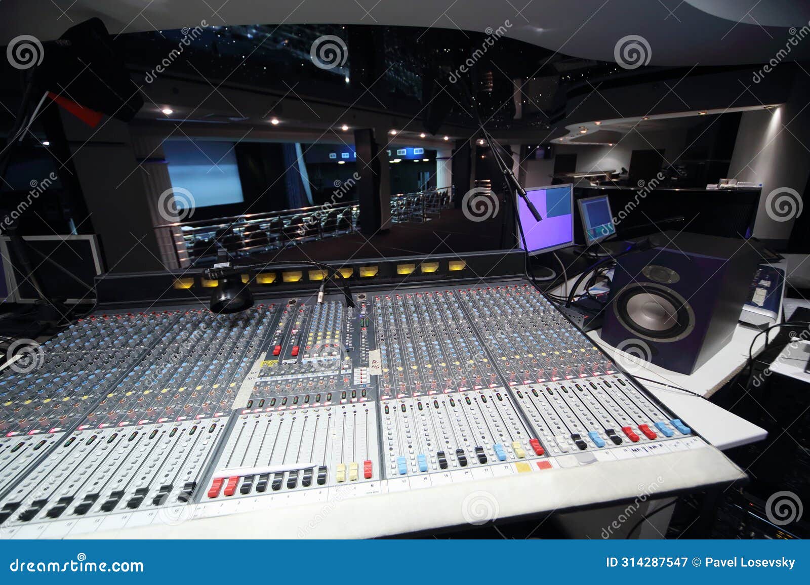 Equipment for Management of Sound System in Large Stock Image - Image ...