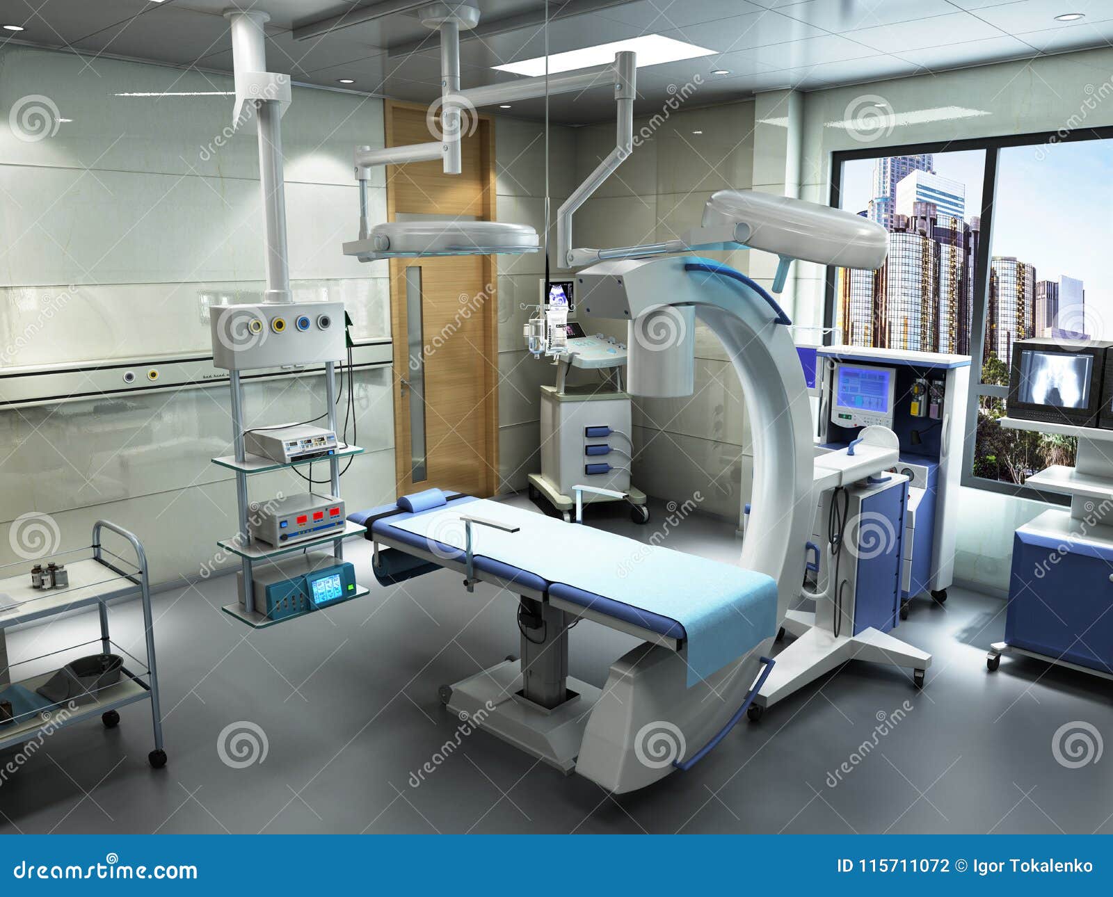 Equipment and Medical Devices in Modern Operating Room 3d Render Stock ...