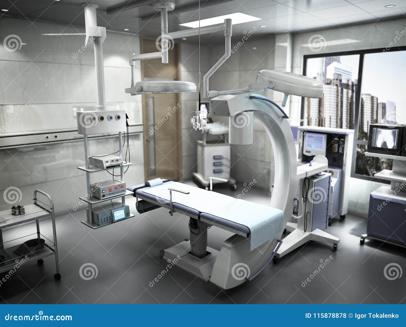 Equipment and Medical Devices in Modern Operating Room 3d Render Stock ...