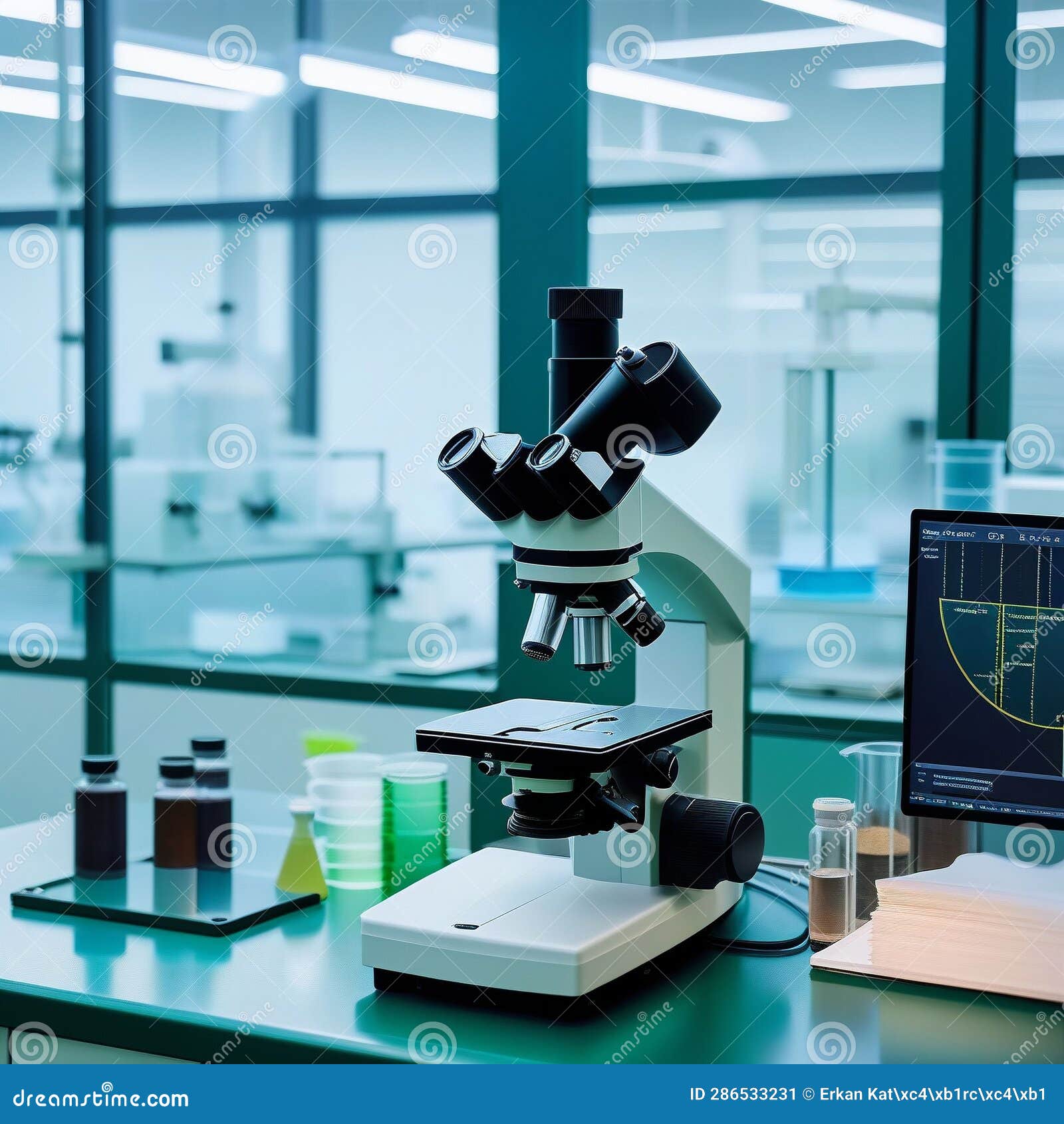 Microscope in Laboratory stock image. Image of biology - 286533231
