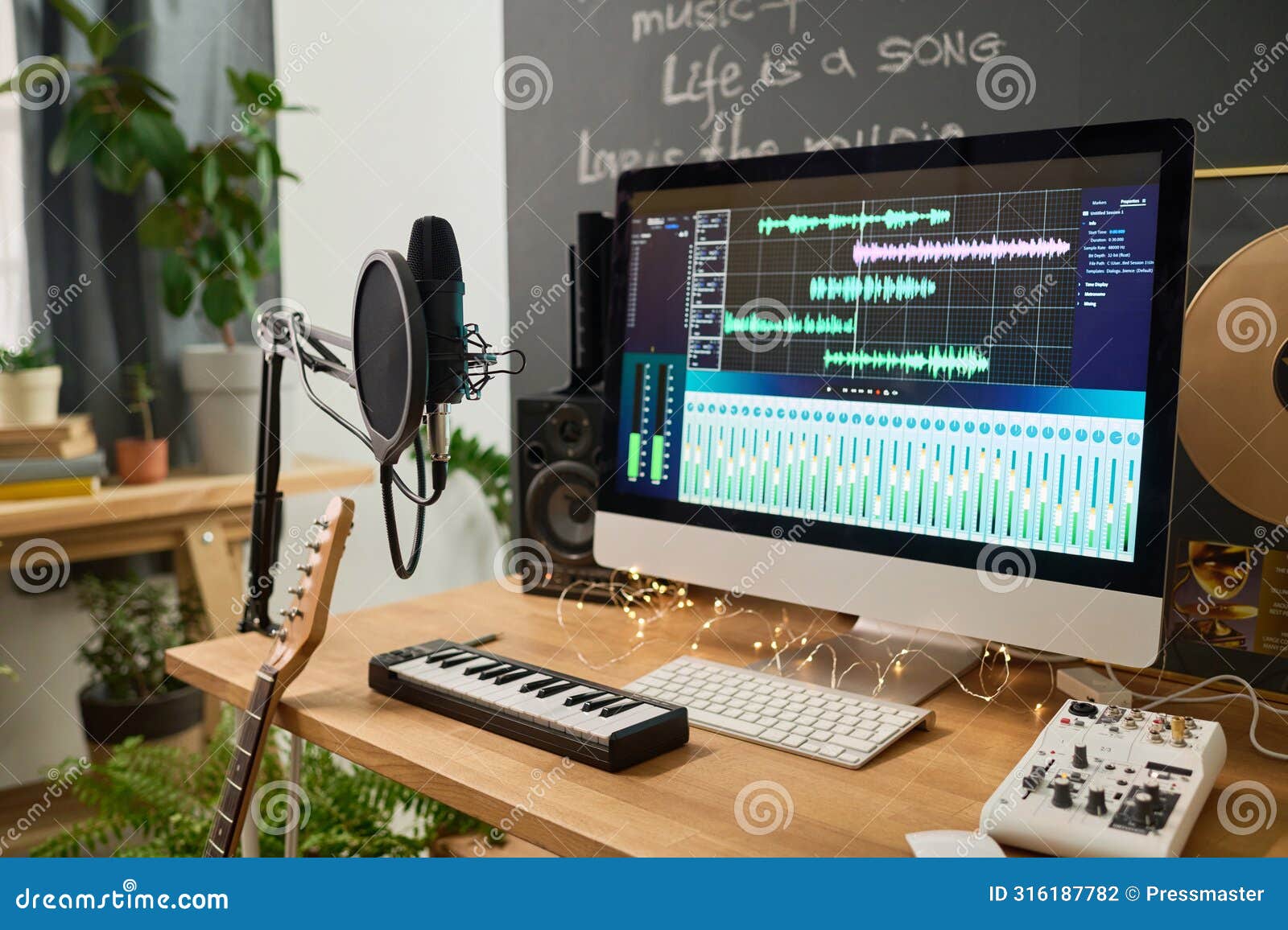 Equipment for Mixing Sounds on Desk Stock Photo - Image of computer ...