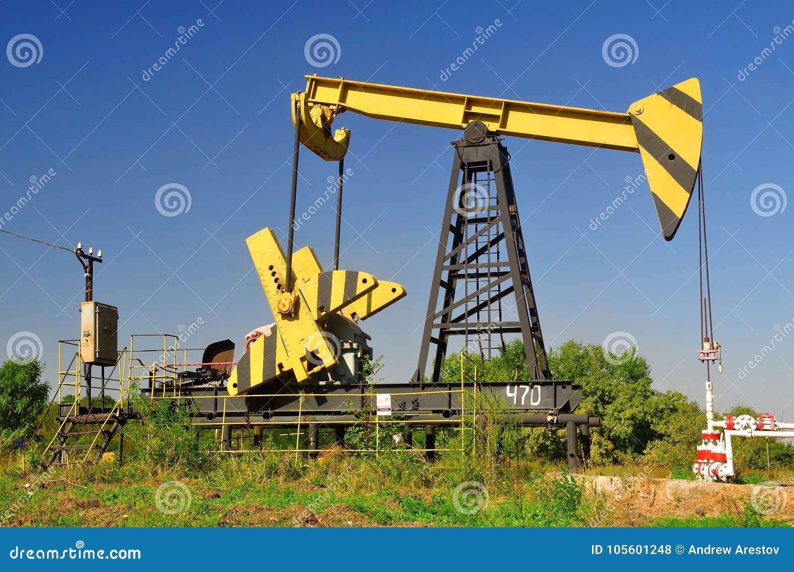 Oil rig in the field stock photo. Image of power, barrel - 105601248