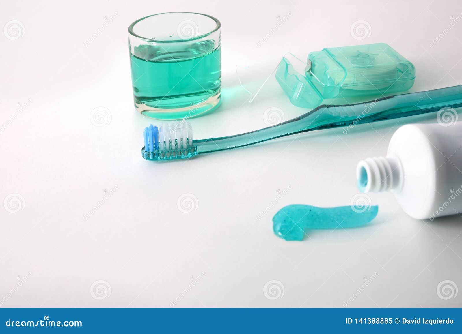 Equipment for Oral Hygiene on a White Table Elevated Stock Image ...