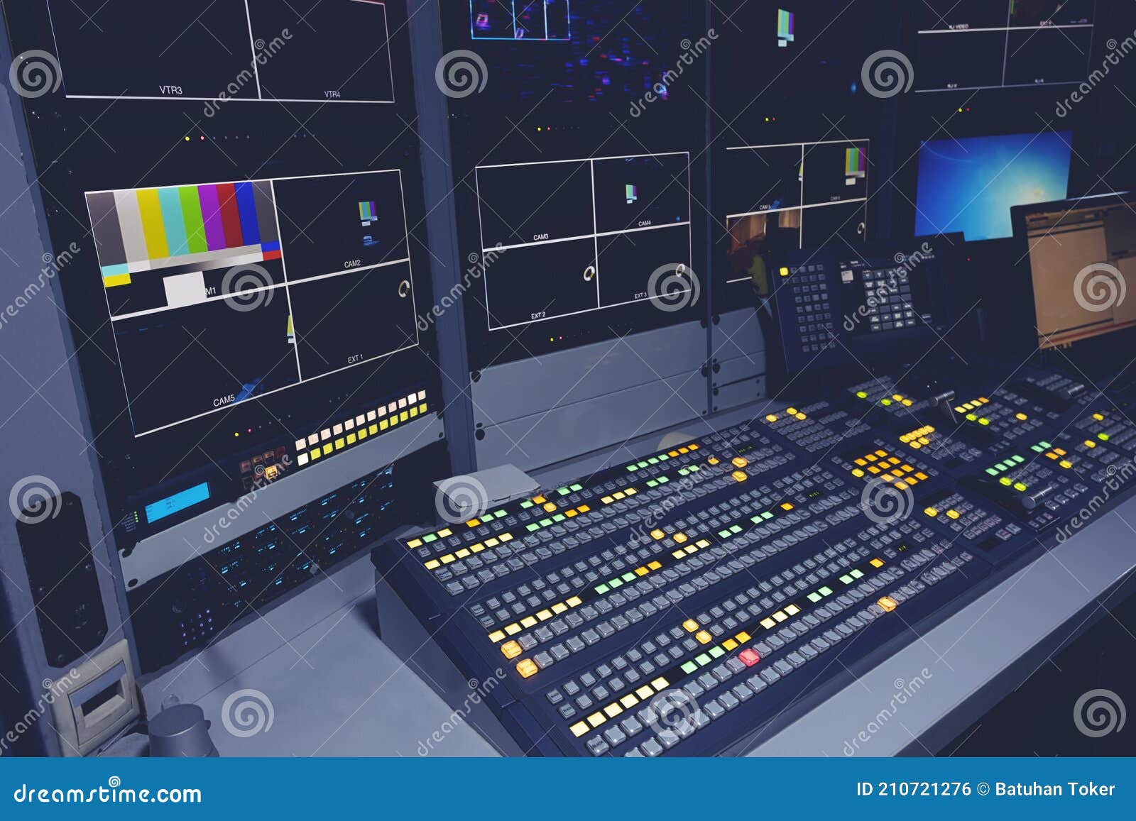 Equipment in Outside Broadcasting Van Stock Photo - Image of media ...