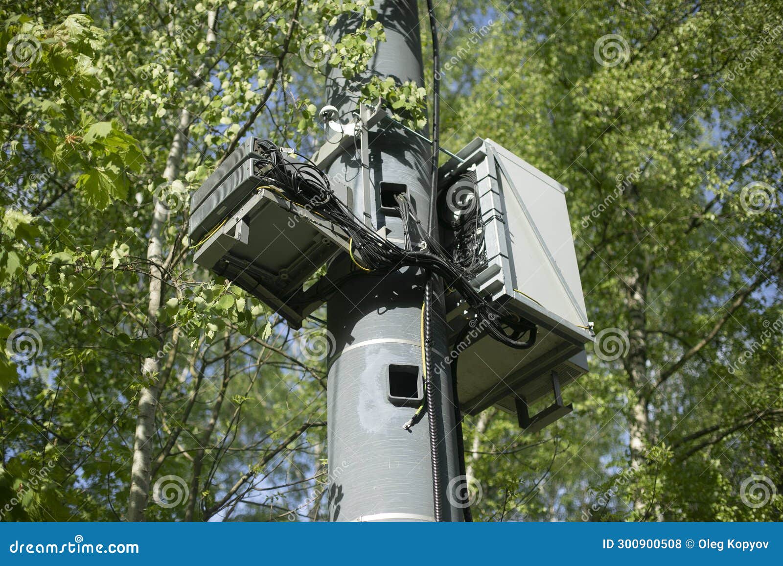 Equipment on Pole. Internet Transmitter Stock Photo - Image of network ...