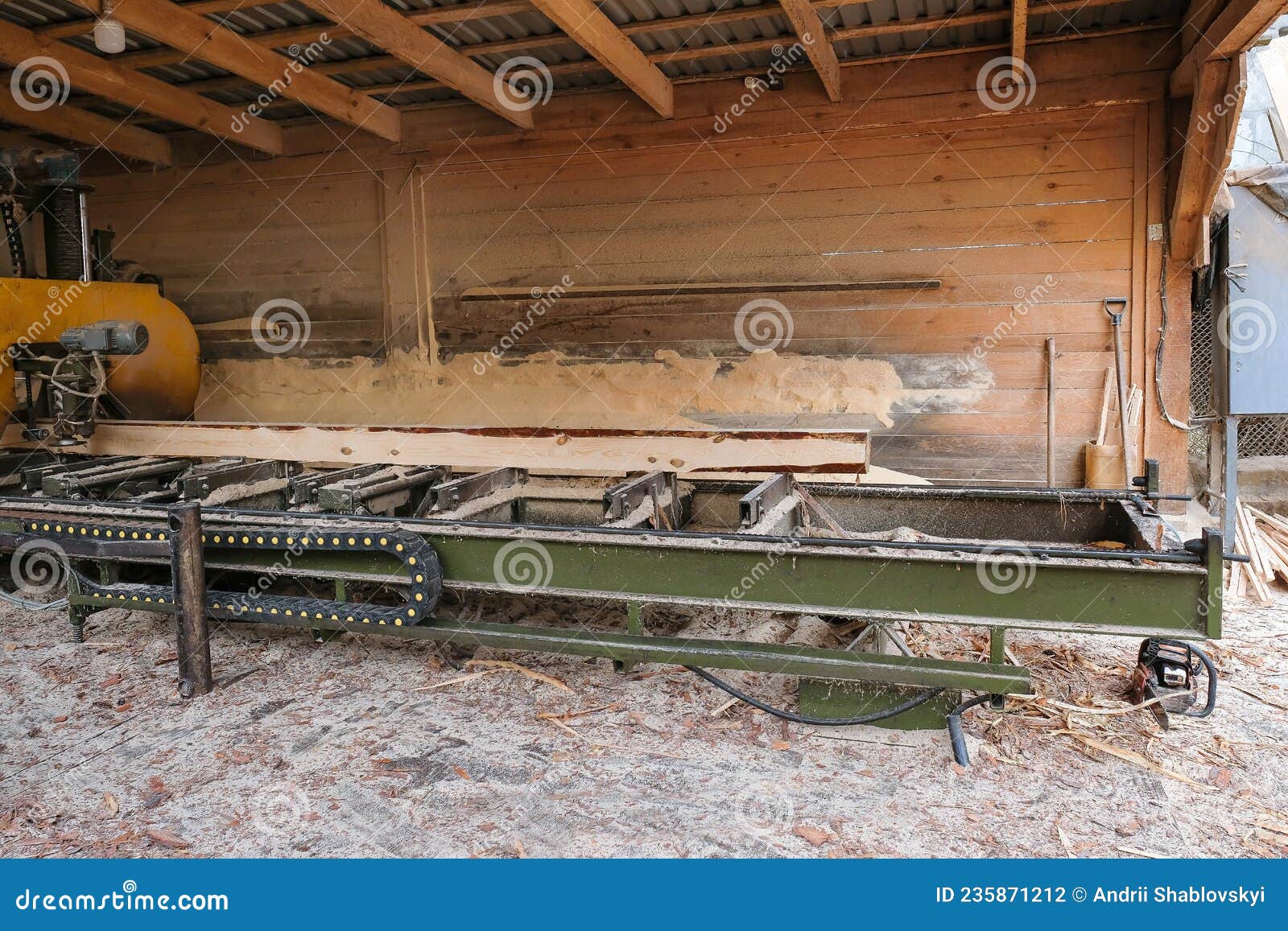 Equipment for Processing and Sawing Wood at a Sawmill. Timber Industry ...