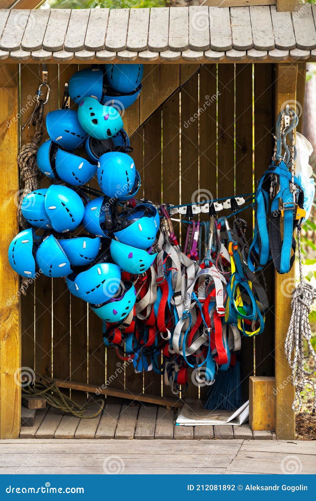 Equipment for the Rope Park. for Overcoming Obstacles on Ropeways Stock ...