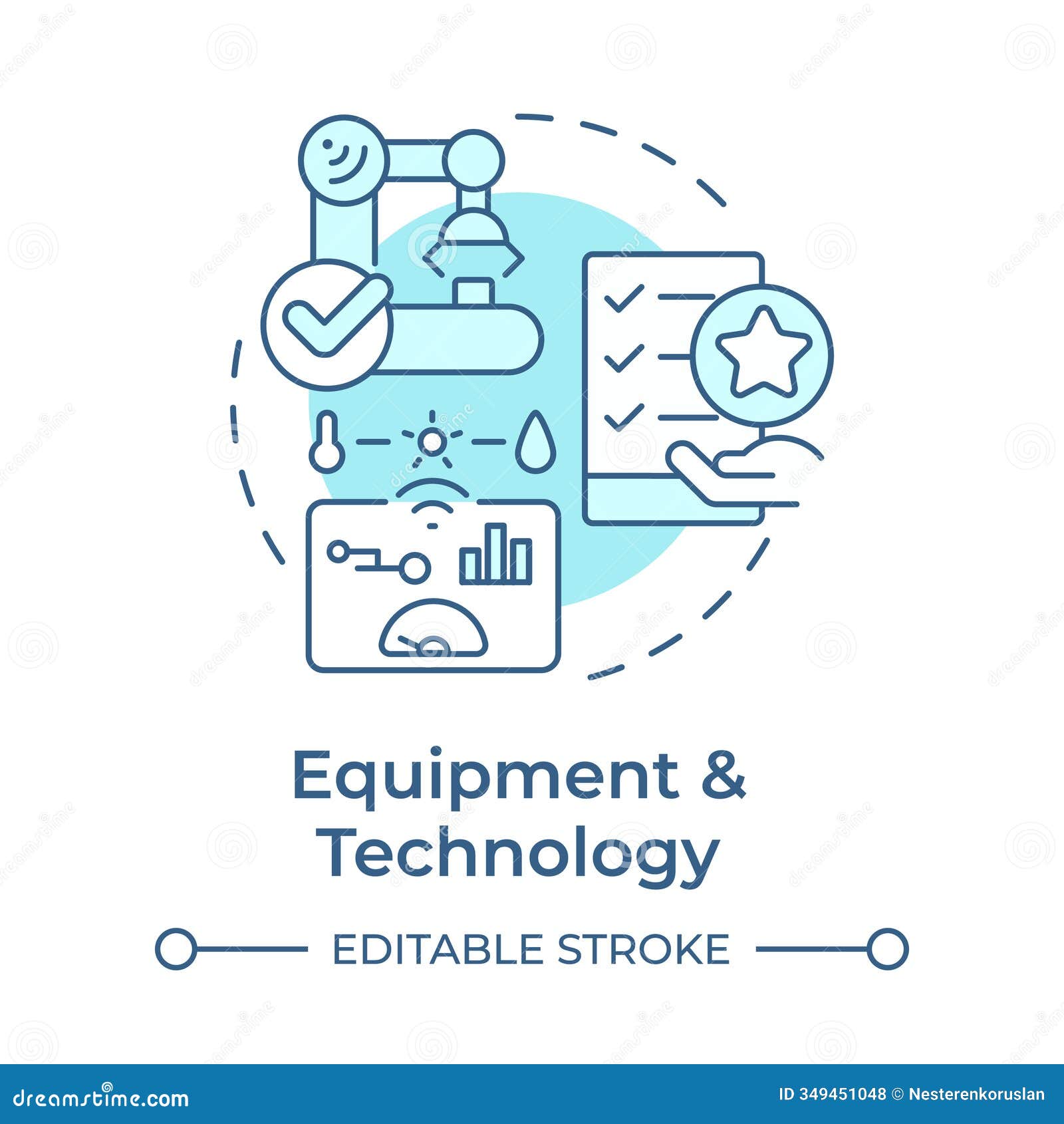 Equipment and Technology Light Blue Concept Icon Stock Vector ...