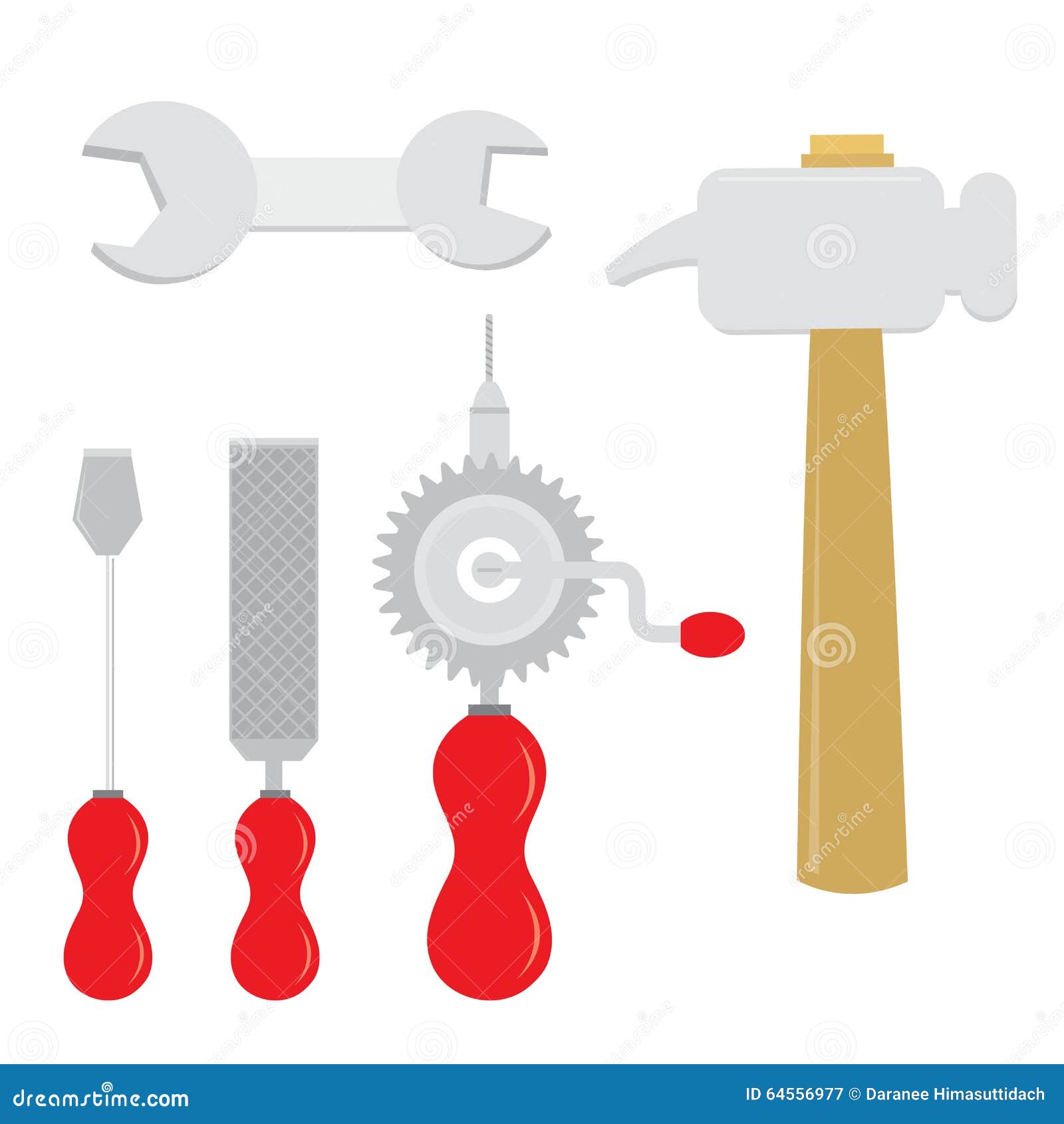 Equipment Tool Handcraft Screwdriver File Spanner Hammer Drill Cartoon ...