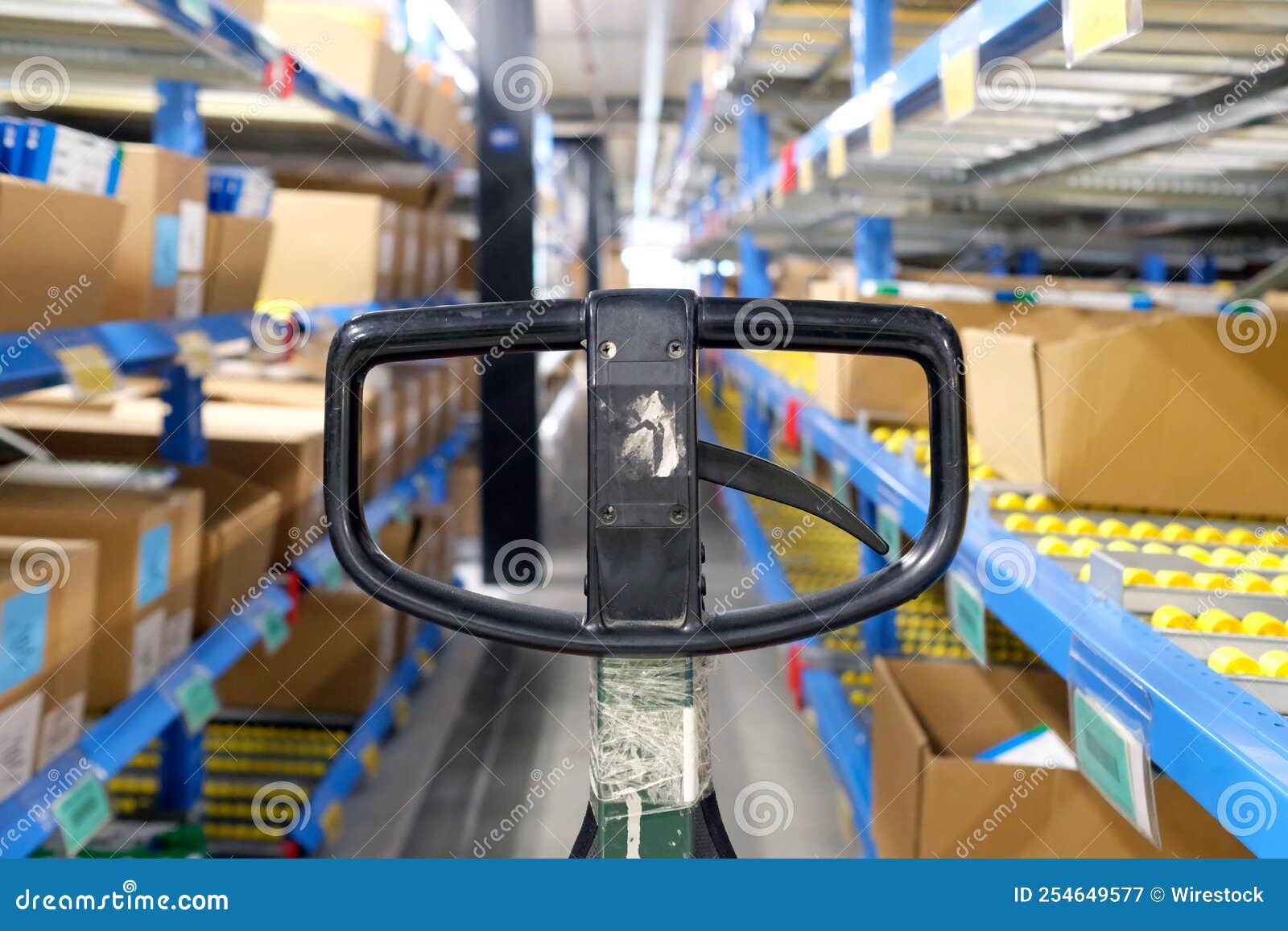 Equipment in a Warehouse with Stacked Boxes Stock Image - Image of work ...