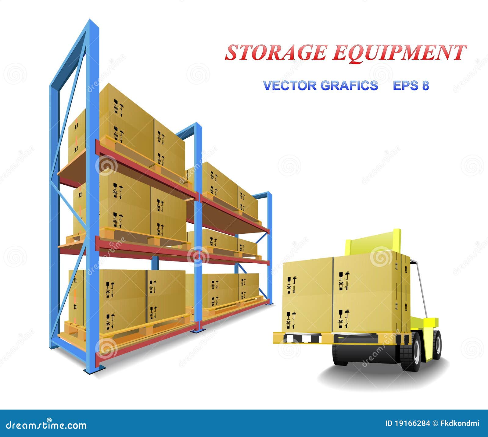 Equipo del almacenaje. ilustración del vector. Ilustración de forklift ...
