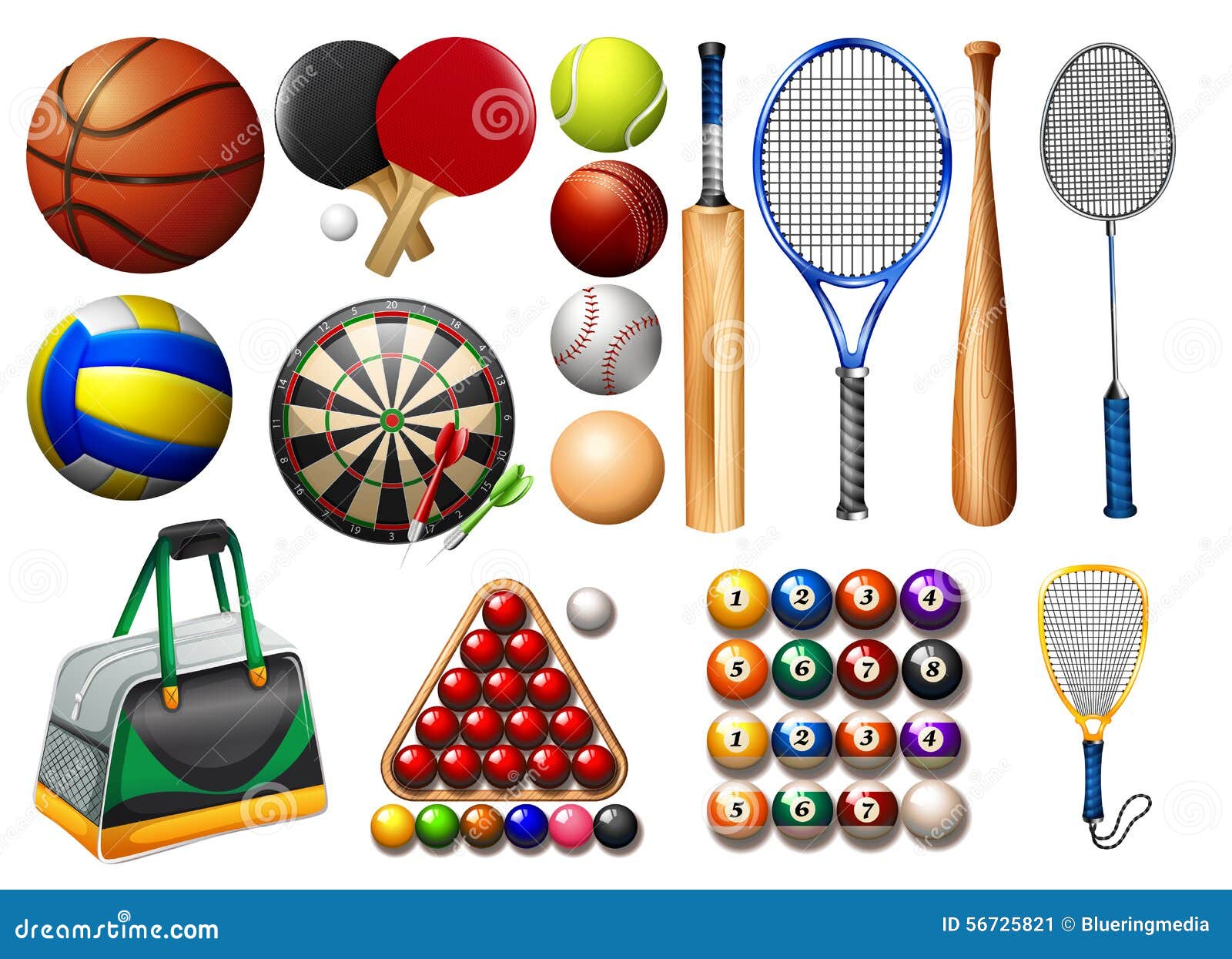 Equipo y bolas de deportes ilustración del vector. Ilustración de ...