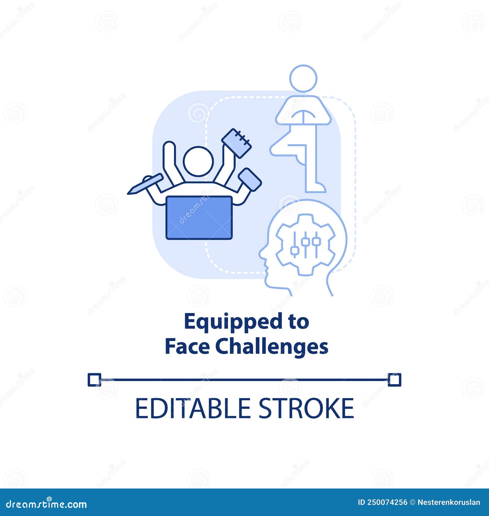 Equipped To Face Challenges Light Blue Concept Icon Stock Vector ...