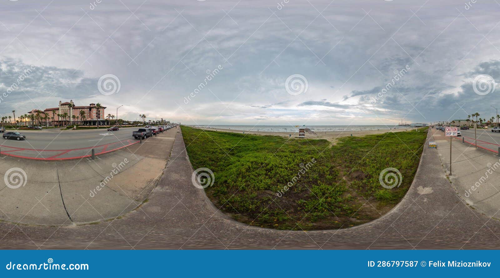 360 Equirectangular Photo Dunes on Galveston Beach Texas Stock Image ...