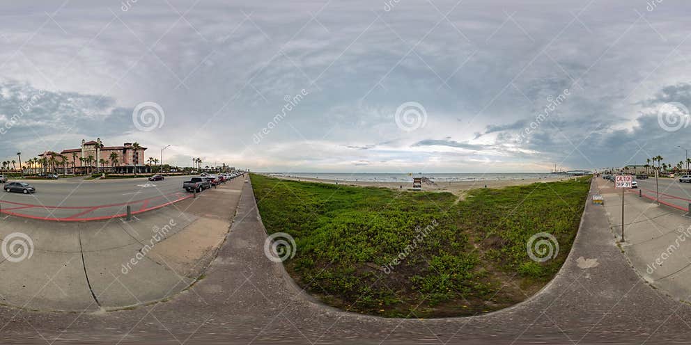 360 Equirectangular Photo Dunes on Galveston Beach Texas Stock Image ...