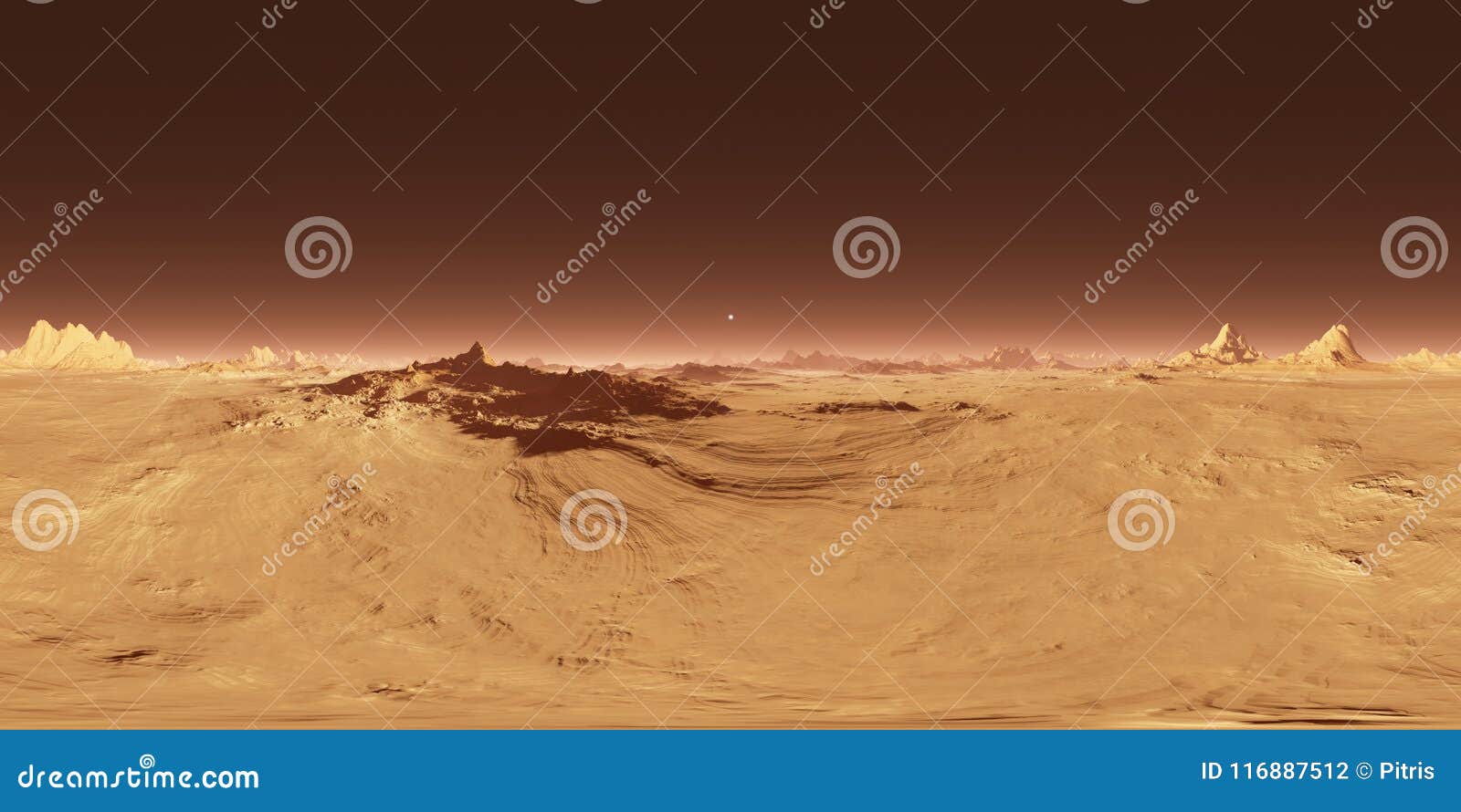 360 Equirectangular Projection of Mars Sunset. Martian Landscape, HDRI ...