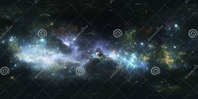 360 Equirectangular Projection. Space Background with Nebula and Stars ...