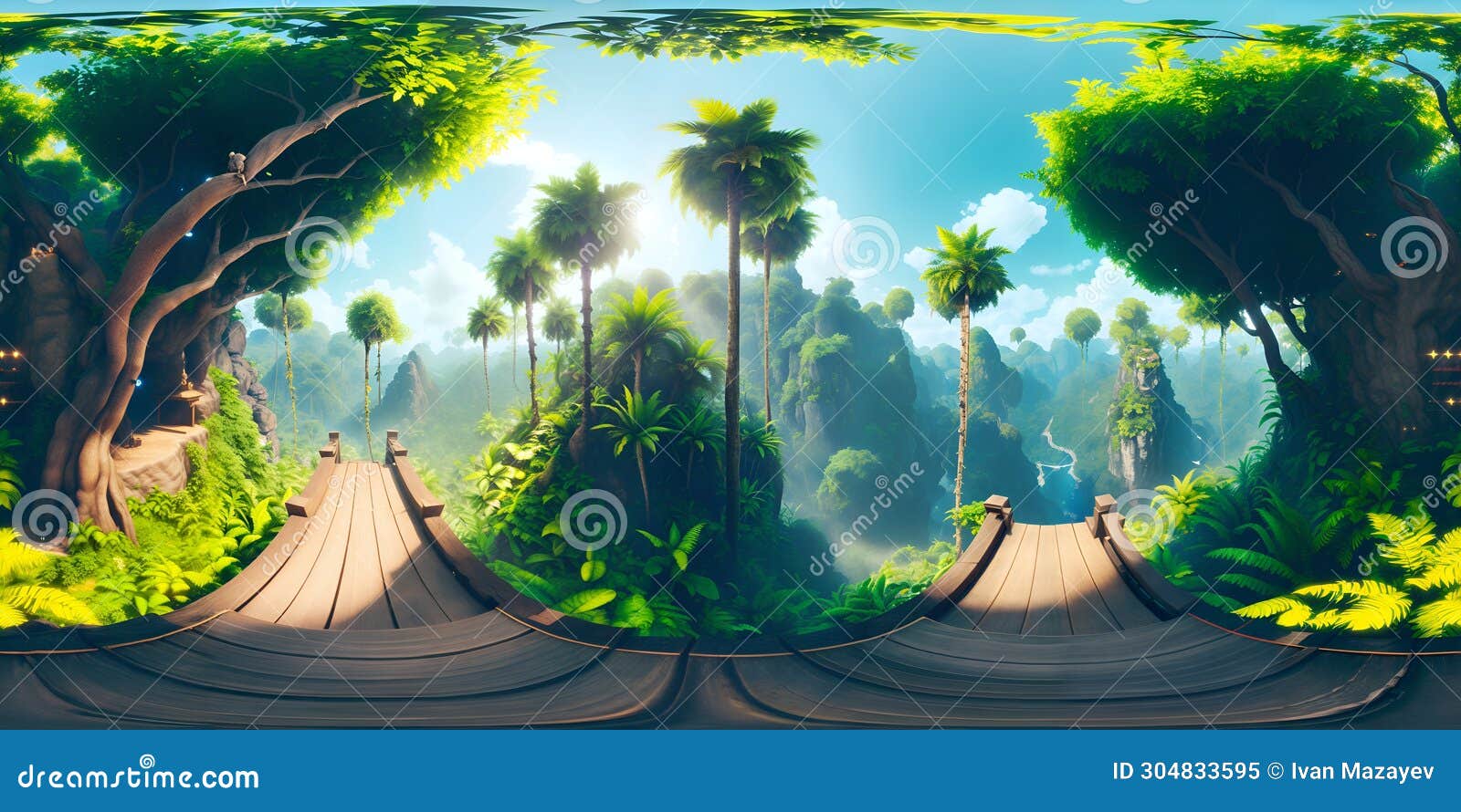 Equirectangular Wild Jungle 360 Degree HDRI Map Stock Illustration ...