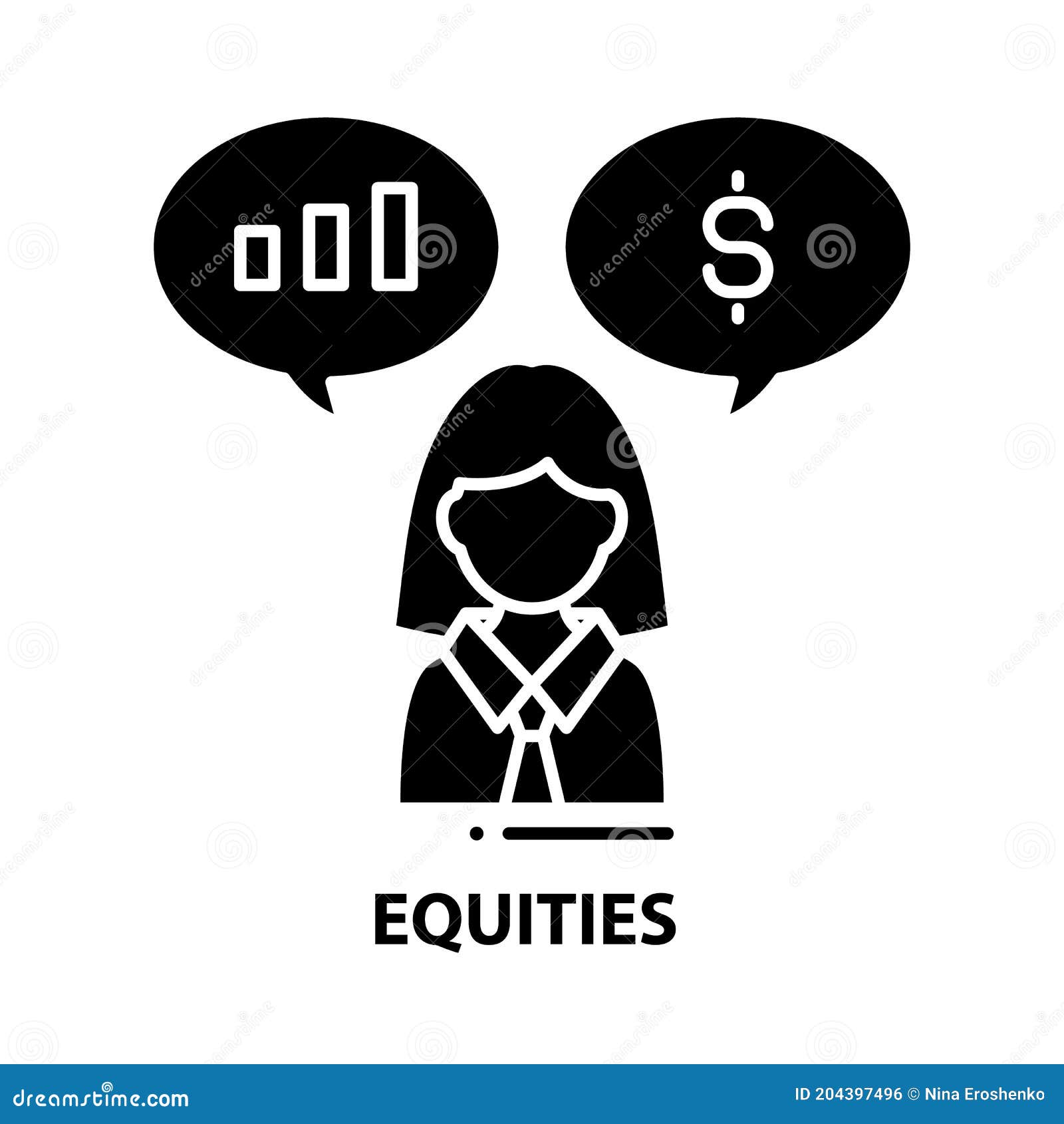 Equities Icon, Black Vector Sign with Editable Strokes, Concept ...