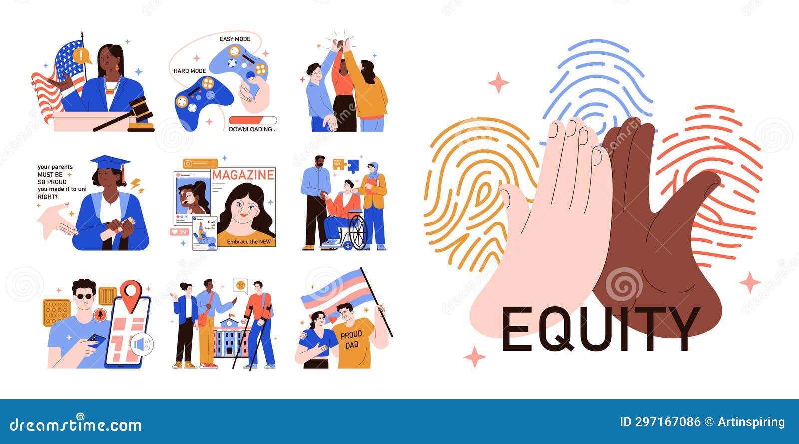 Equity and Inclusion Set. Diverse People Acceptance and Accessibility ...