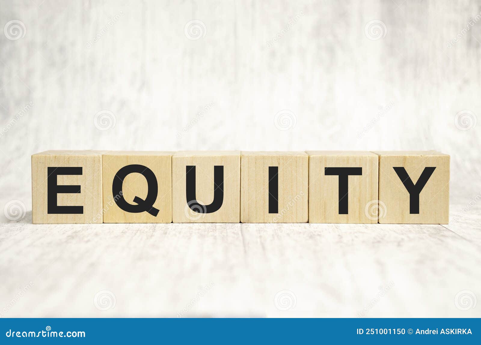 Equity Word Background on Wood Blocks and White Background Stock Photo ...