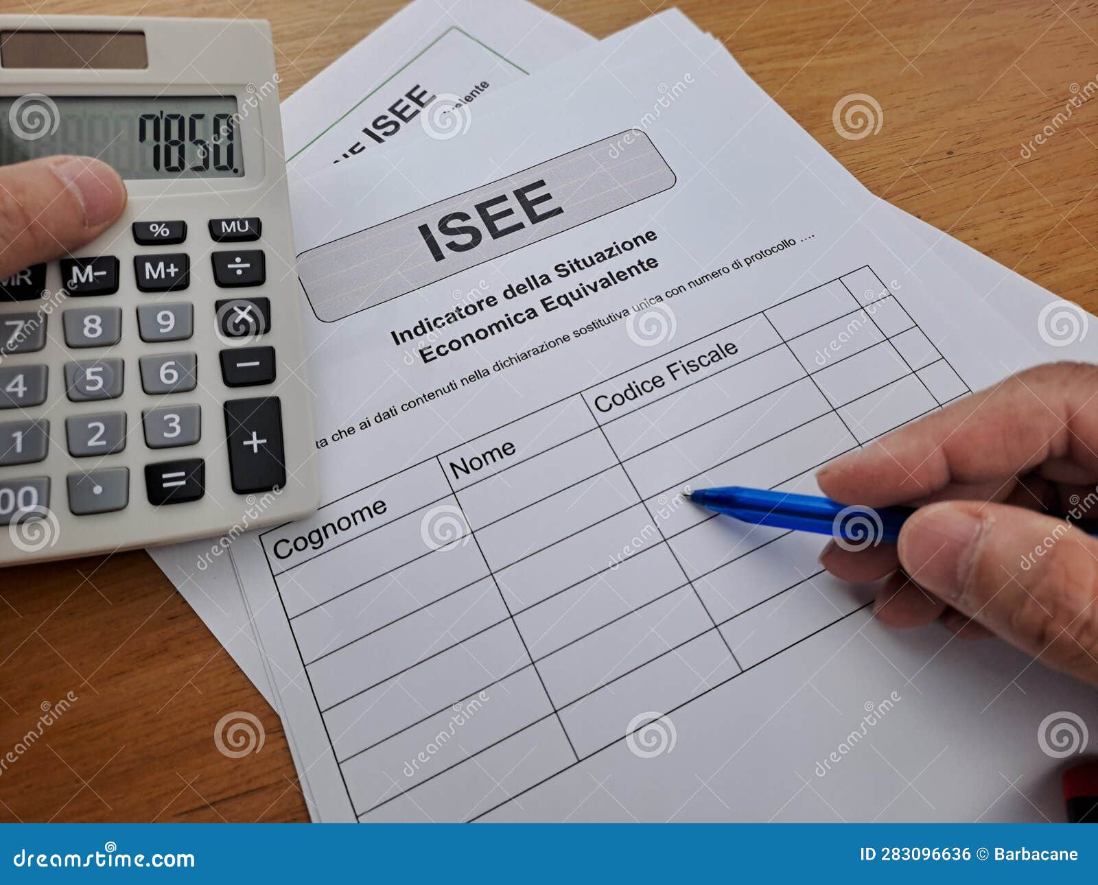 Equivalent Economic Situation Indicator Form Modello ISEE Stock Photo ...