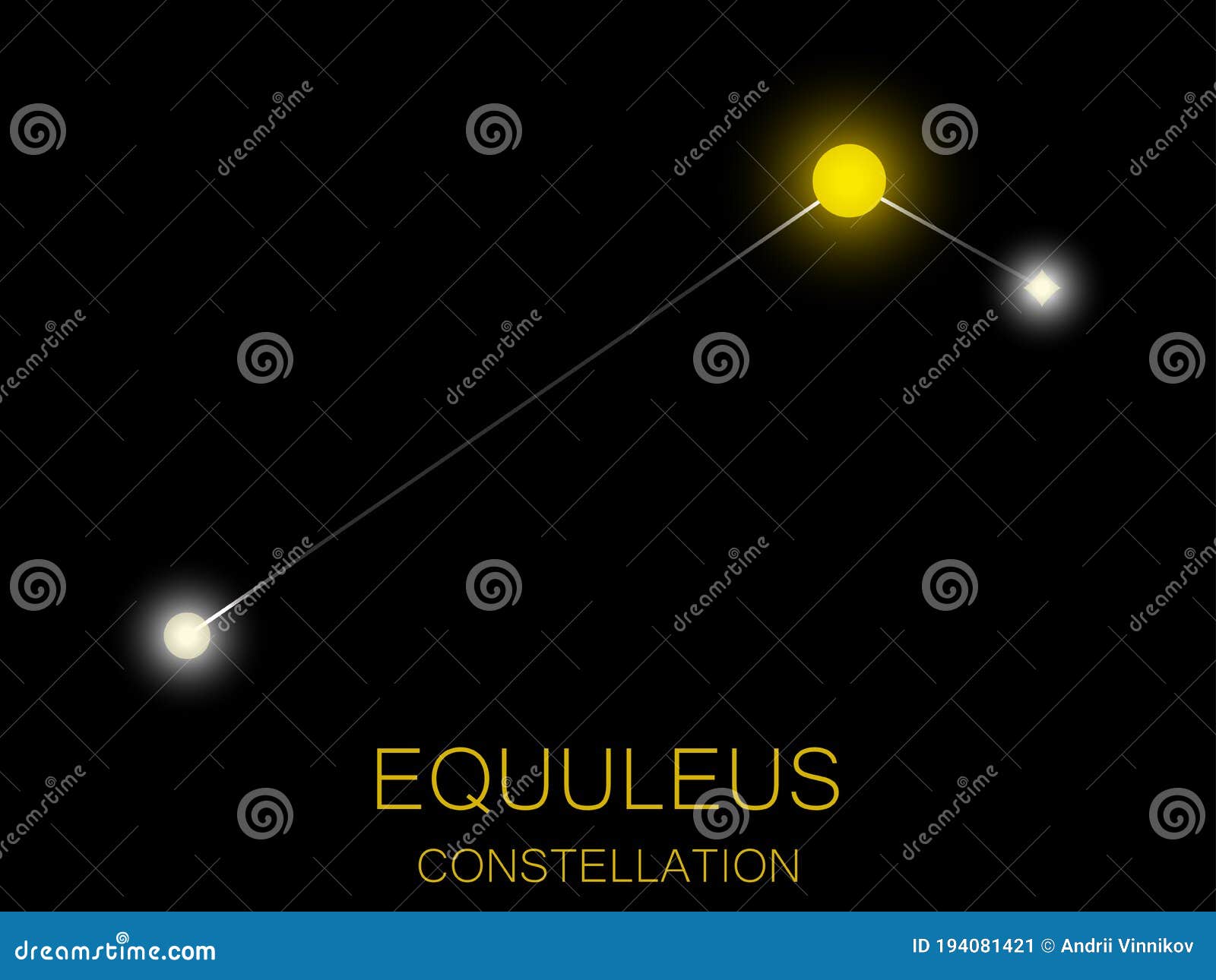 Equuleus Constellation. Bright Yellow Stars in the Night Sky. a Cluster ...