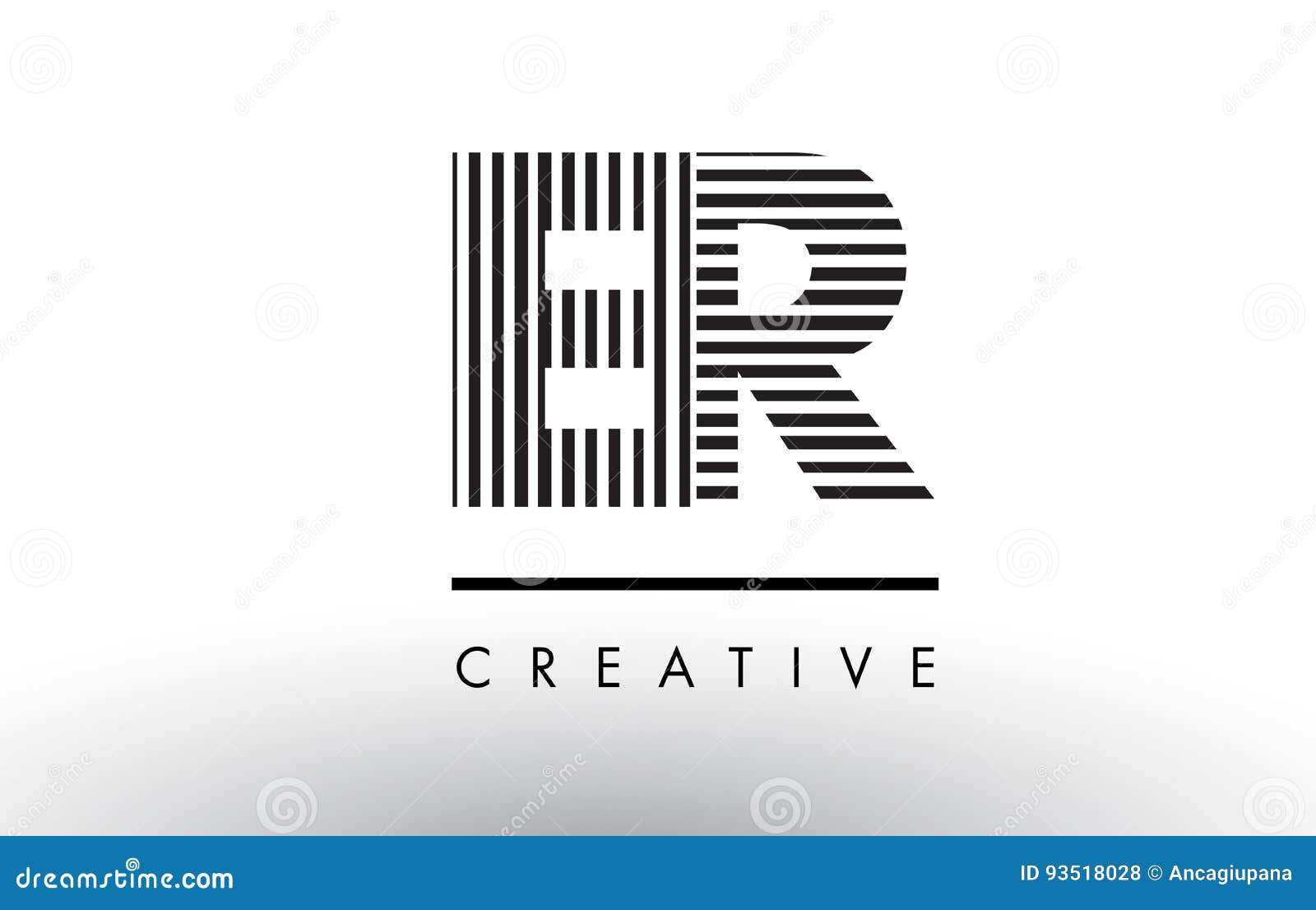ER E R Black and White Lines Letter Logo Design. Stock Vector ...