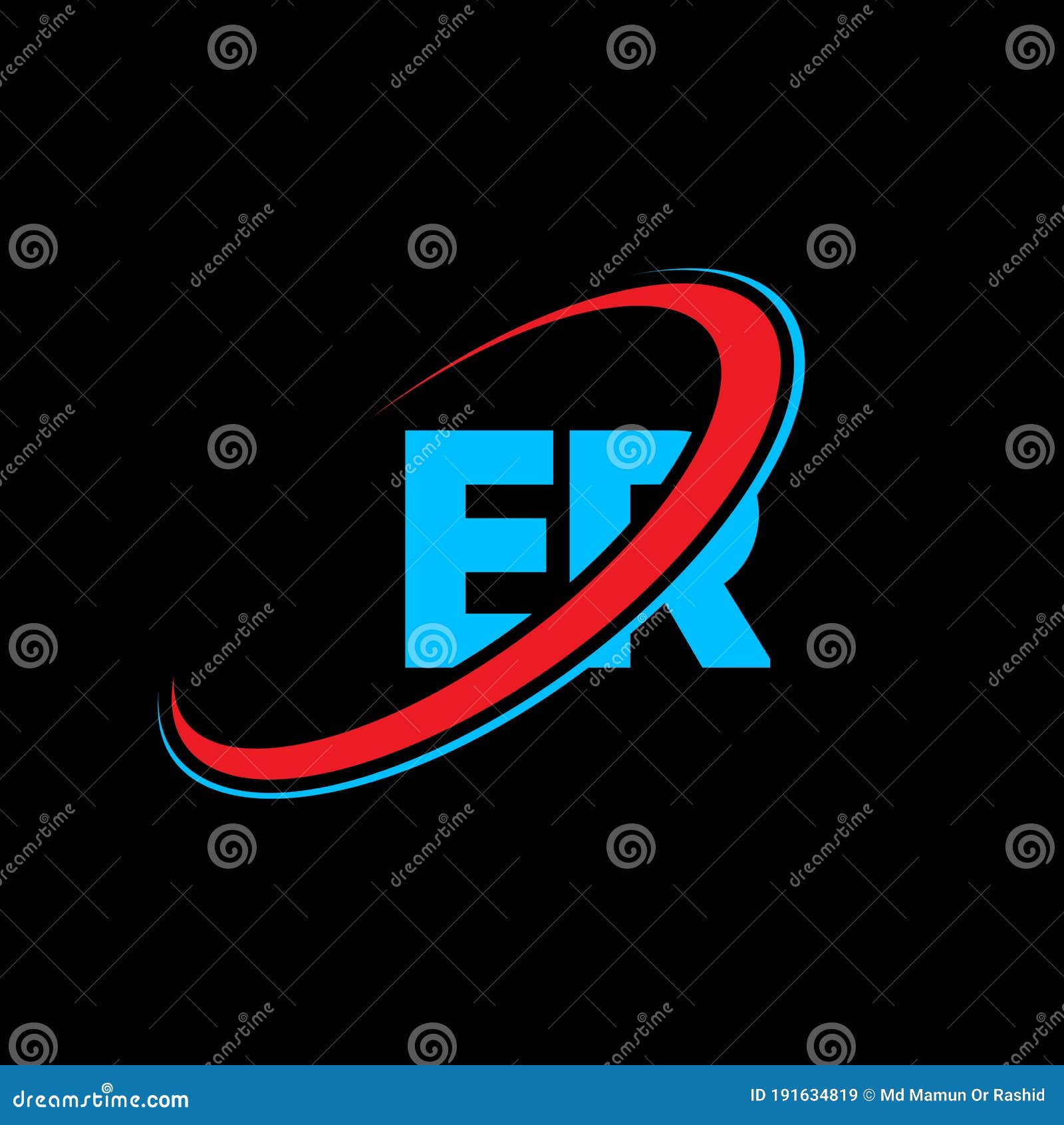 ER E R Letter Logo Design. Initial Letter ER Linked Circle Uppercase ...