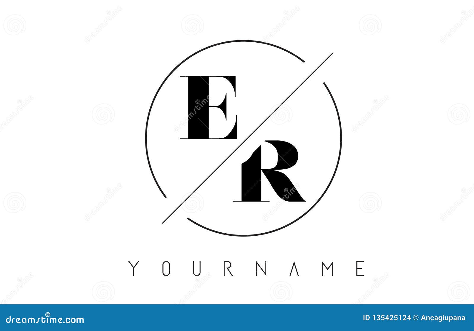 ER Letter Logo with Cutted and Intersected Design Stock Vector ...