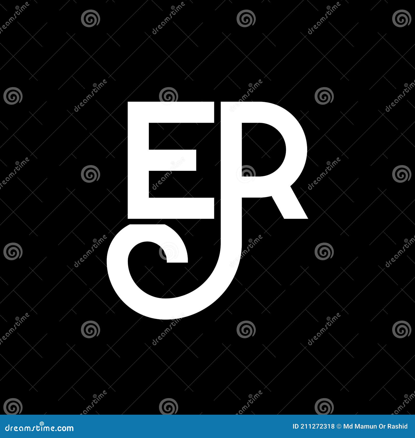 ER Letter Logo Design on Black Background. ER Creative Initials Letter ...