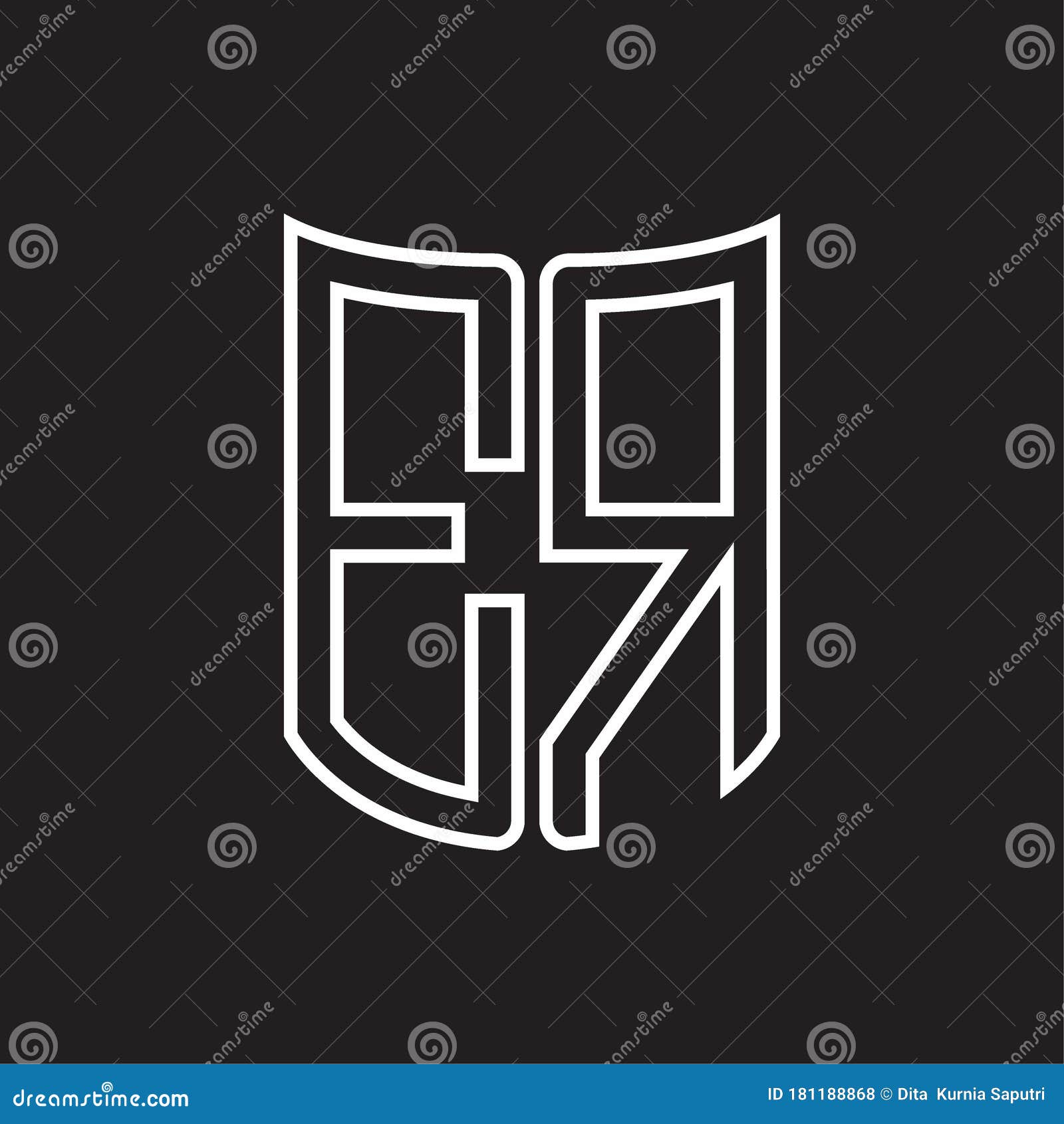 ER Logo Monogram with Ribbon Style Outline Design Template Stock Vector ...
