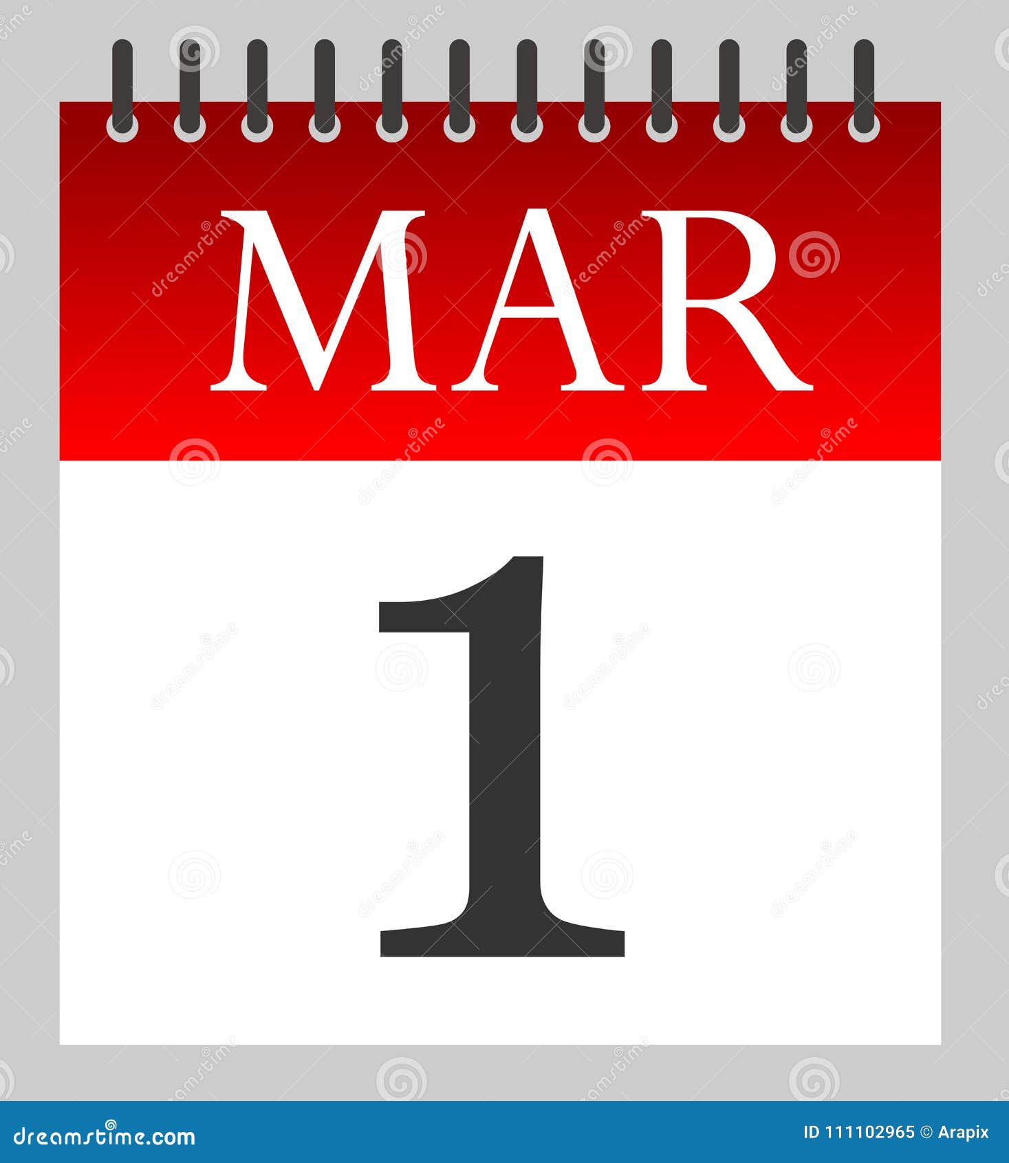 1er Mars - D'abord De Mars - Calendrier Quotidien Illustration Stock ...