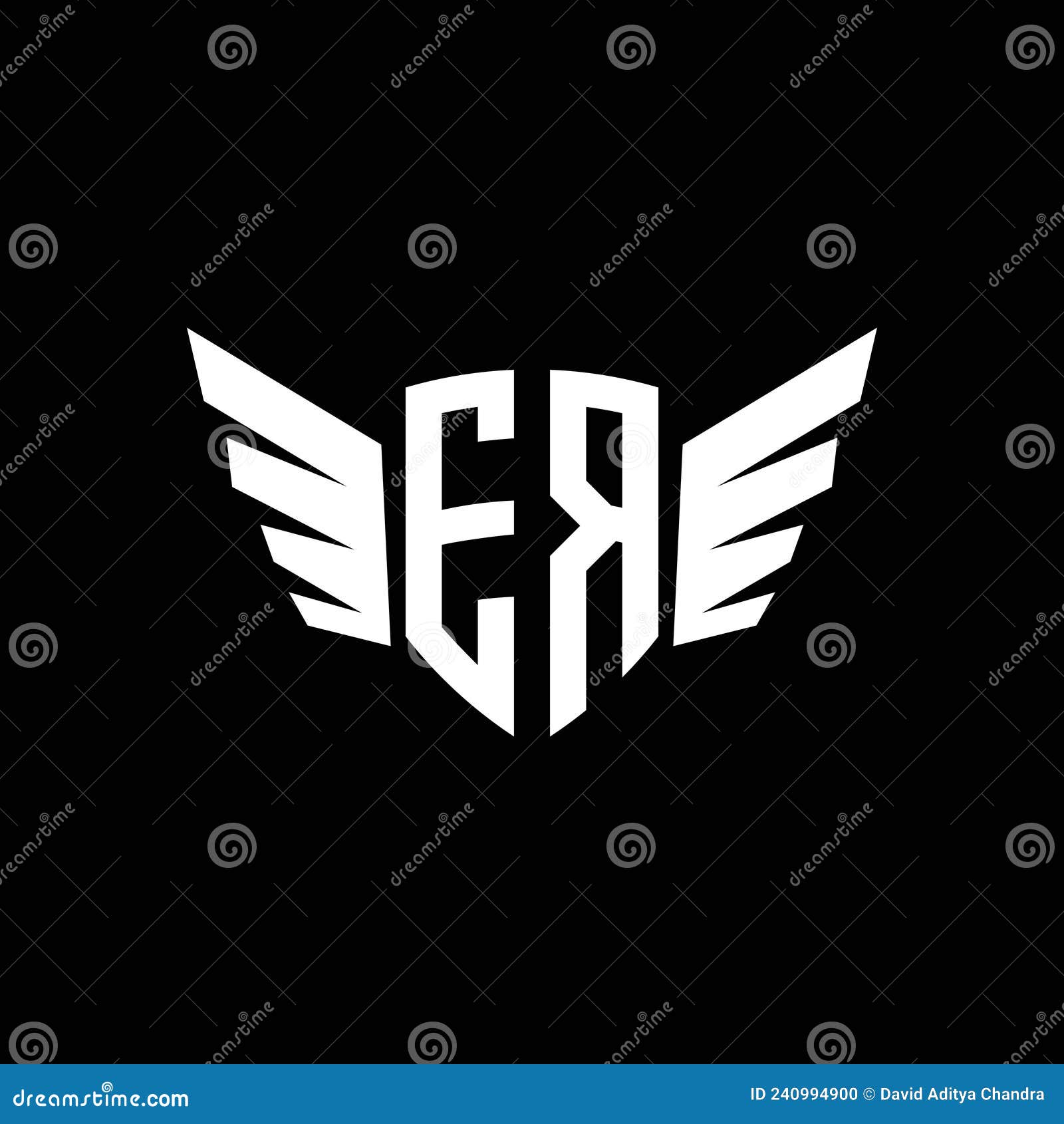 ER Monogram Wing Shape Style Stock Vector - Illustration of letter ...
