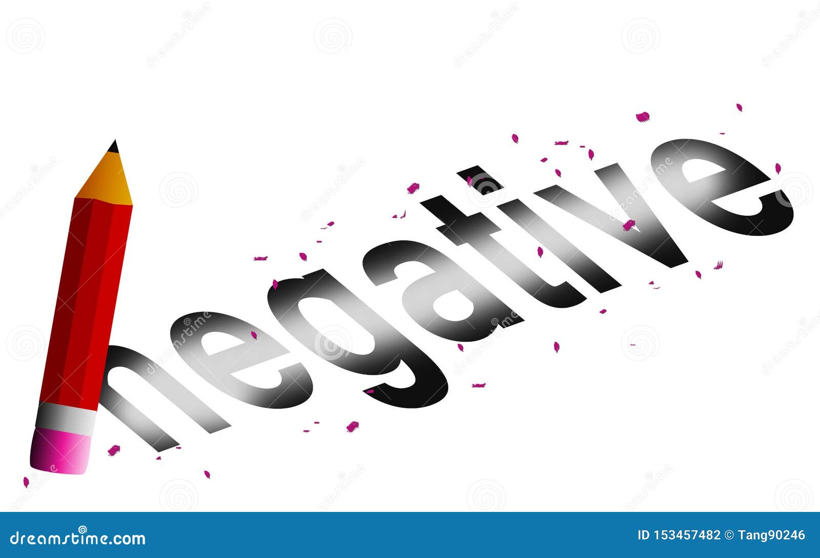Erase Negative Word with Pencil Eraser Isolated Stock Illustration ...