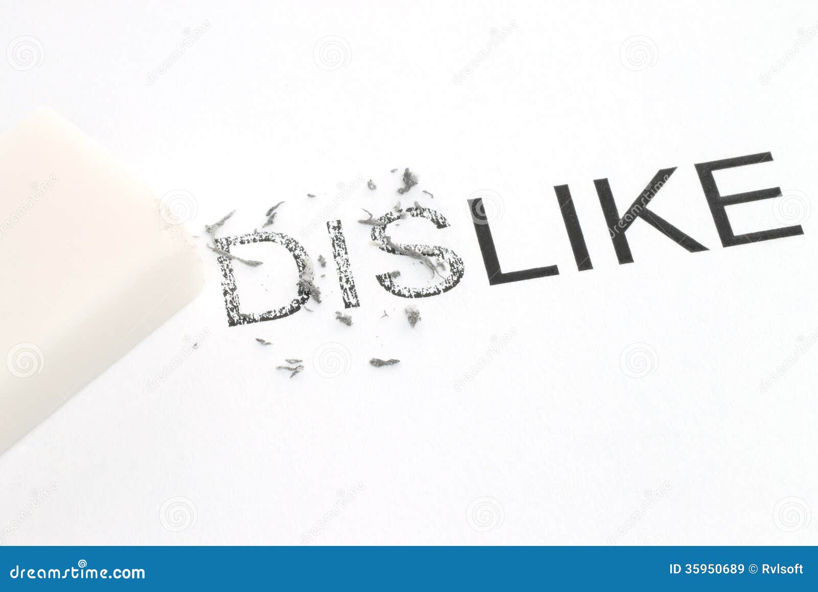 Eraser with Erased Part of the Dislike Word Stock Image - Image of ...