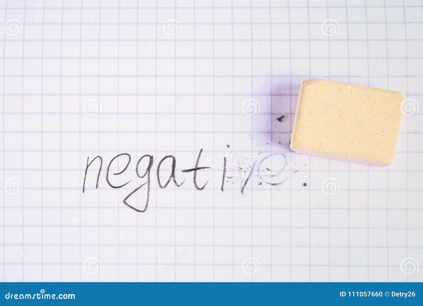 Eraser Erasing on the Sheet in the Cage Word: Negative. Stock Photo ...