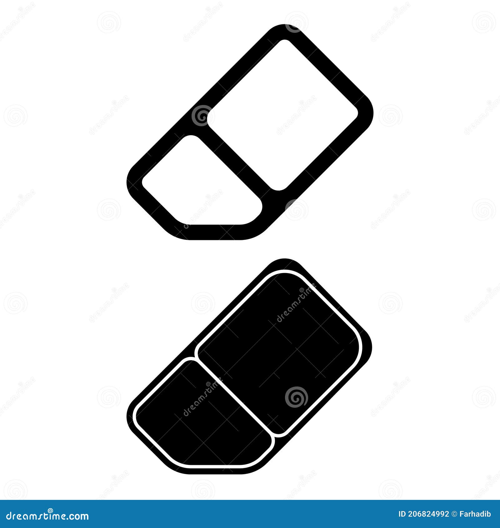 Eraser Icon Vector Logo, Black and White Version Stock Vector ...
