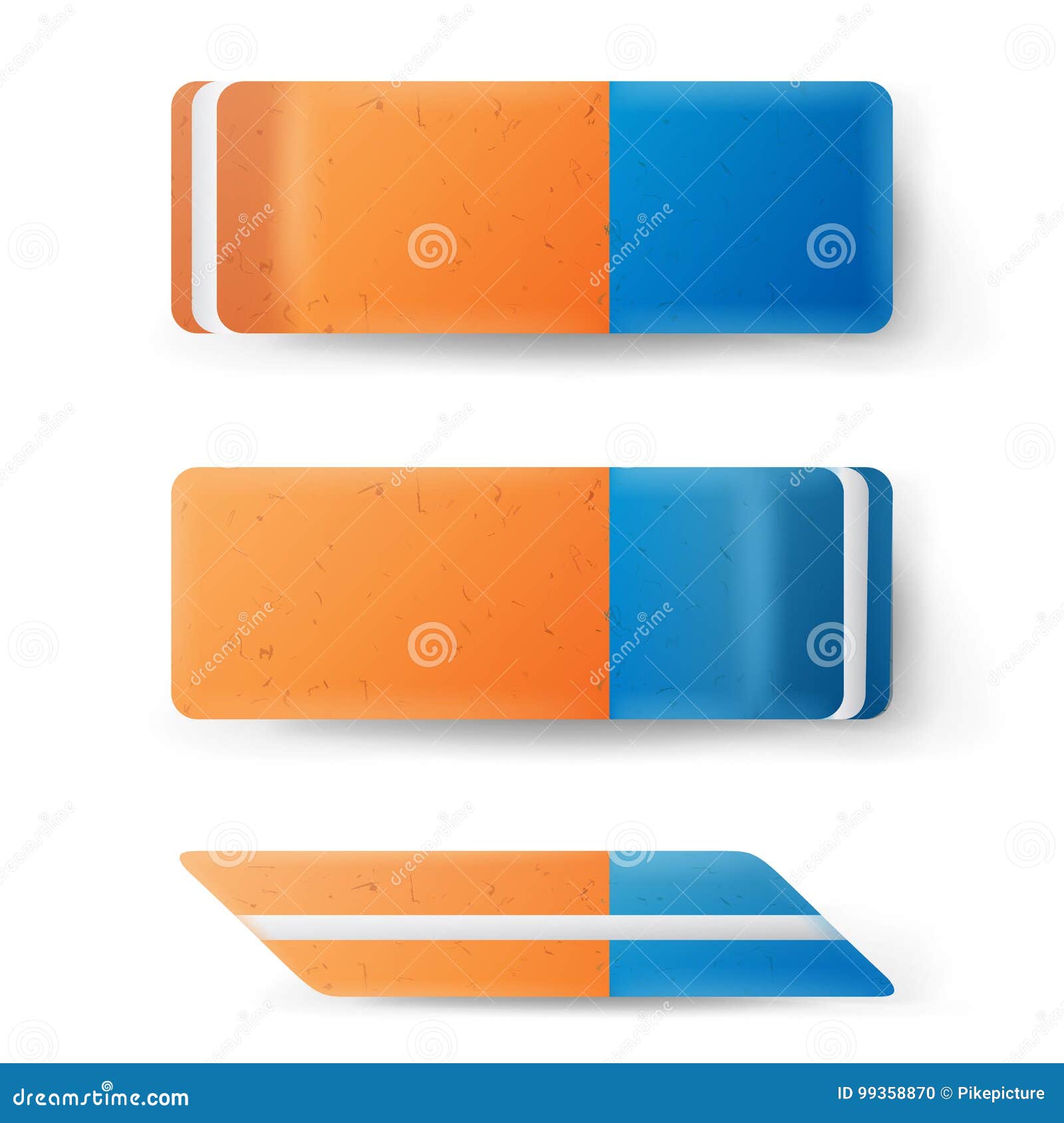 Eraser Isolated Vector. Classic Blue Orange Rubber Sign. Realistic ... Eraser Isolated Vector. Classic Blue Orange Rubber Sign. Realistic ...