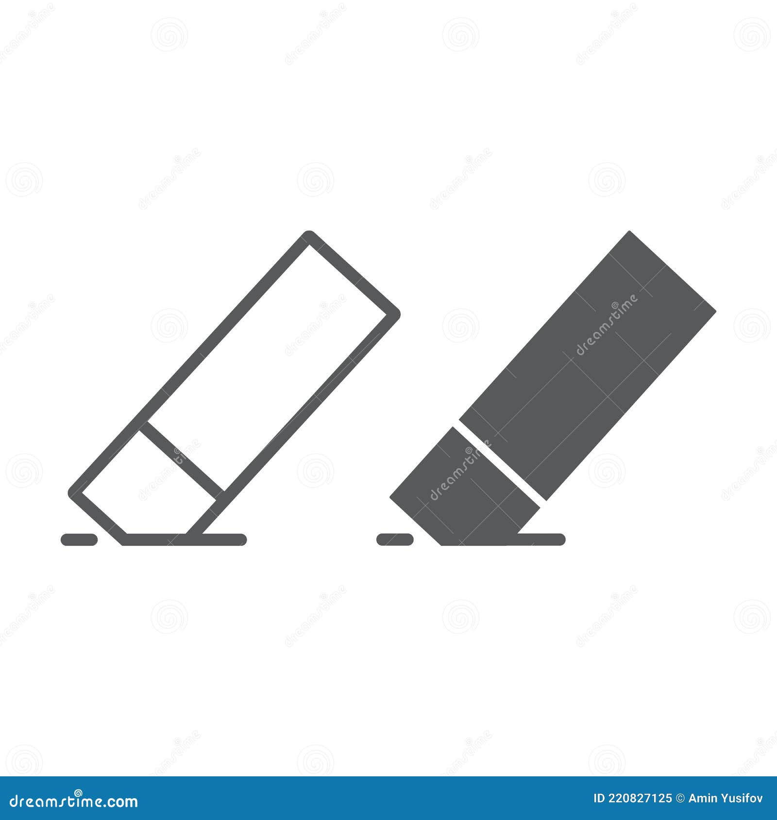 Eraser line and glyph icon stock vector. Illustration of erase - 220827125