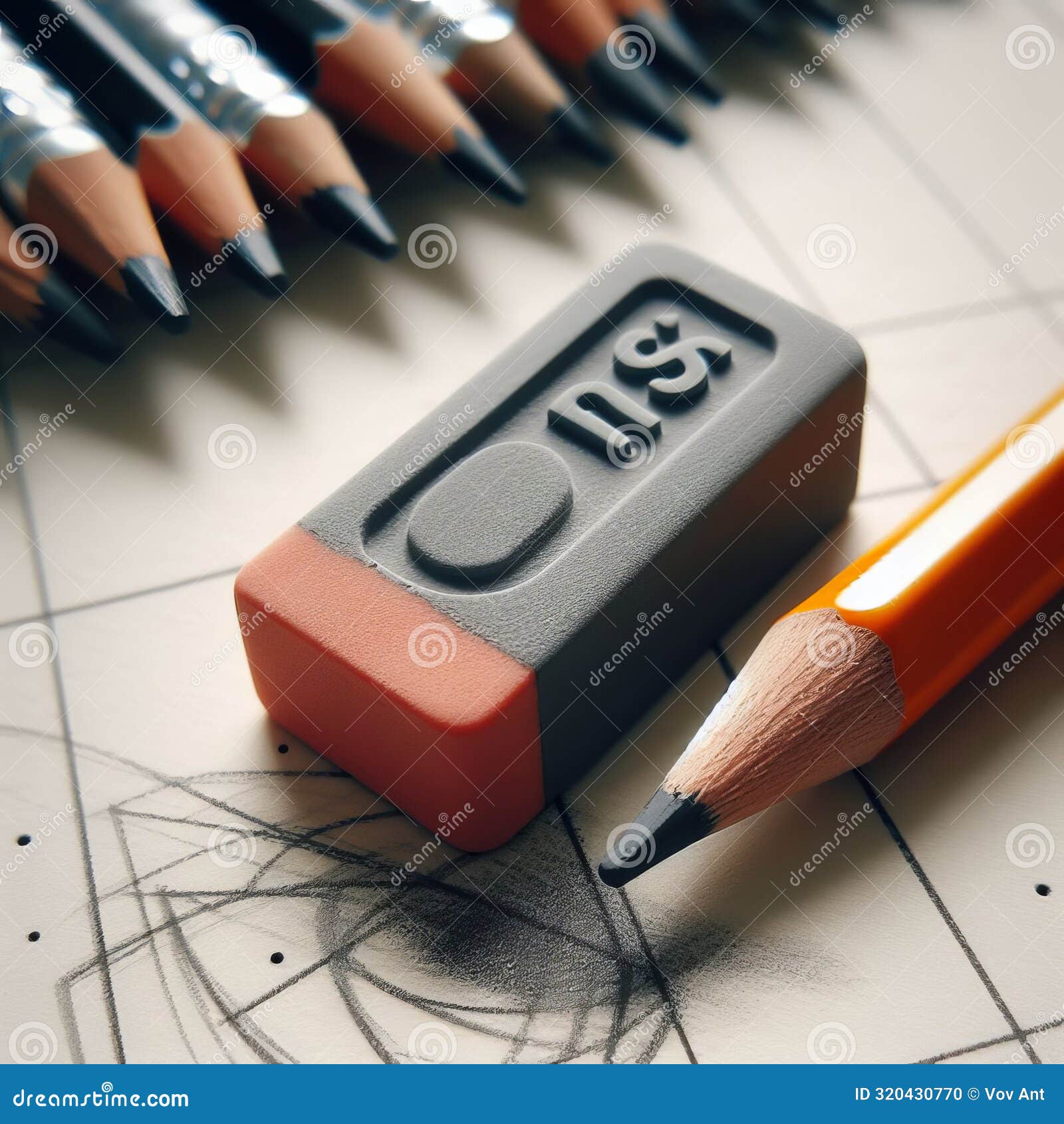 Eraser a Tool Used To Remove Pencil Marks, Close Up, Photo V Stock ...