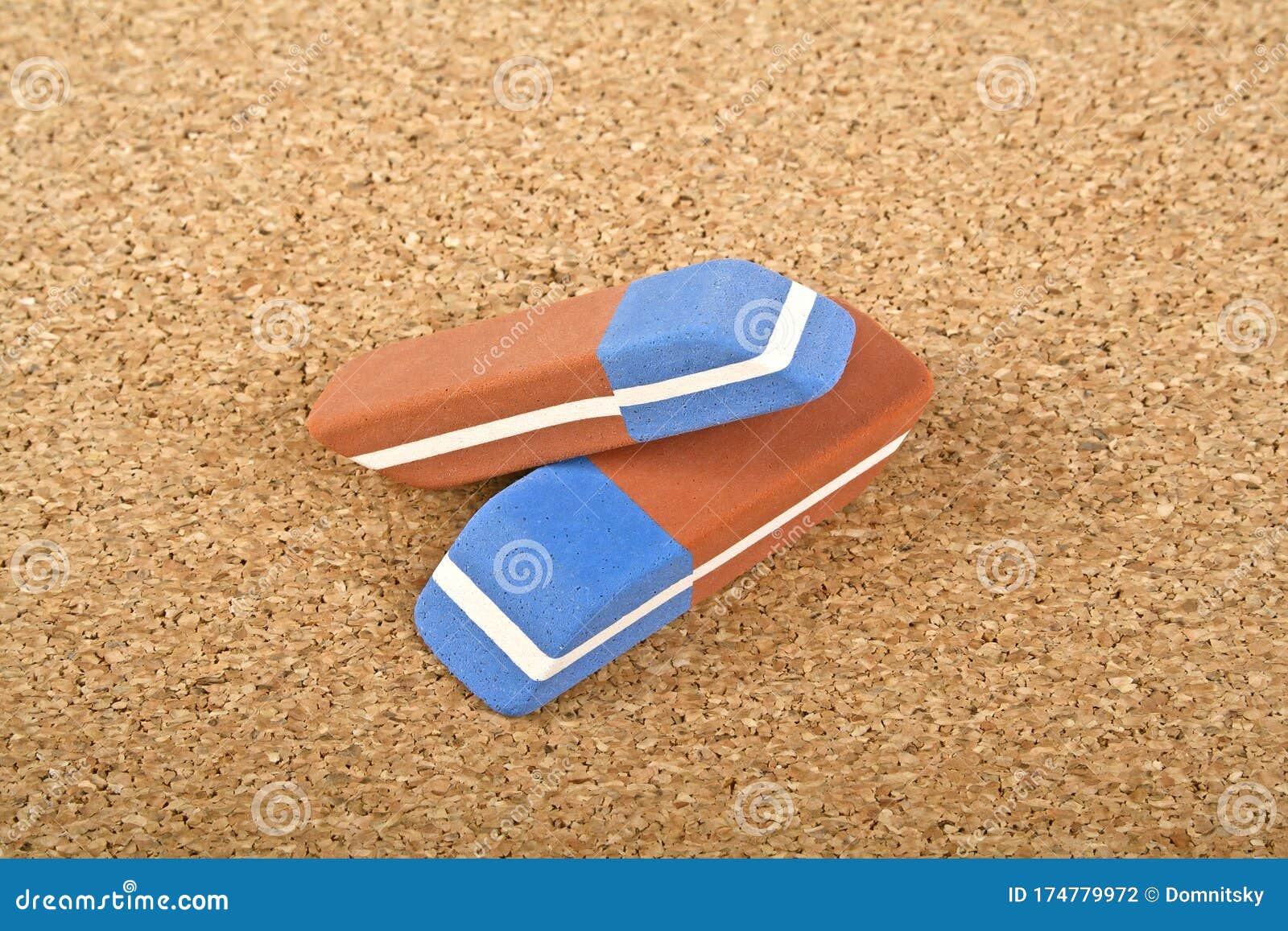 Erasers on a cork board stock photo. Image of erasing - 174779972