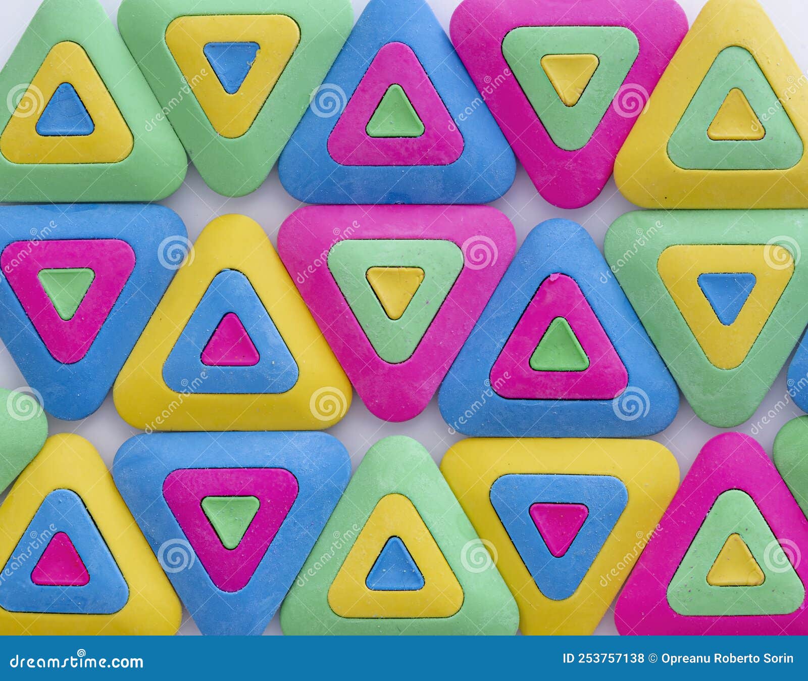 Erasers in a Triangular Shape Stock Photo - Image of desk, close: 253757138