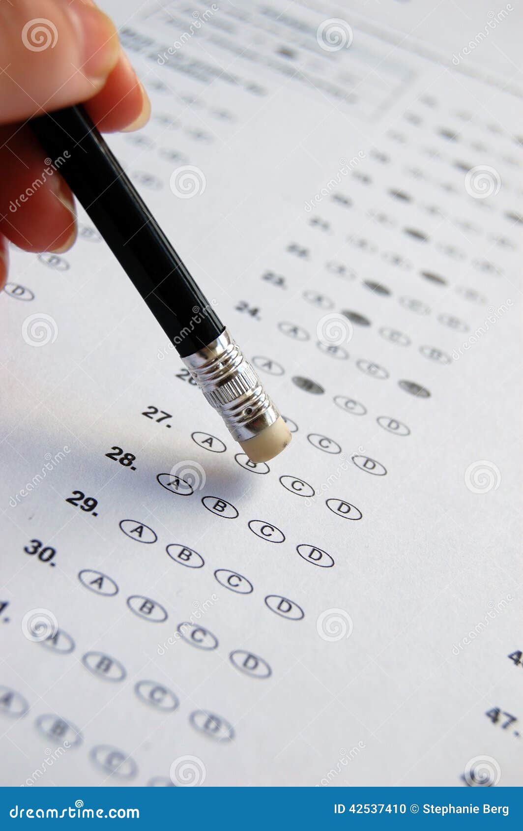 Erasing Answer on Exam. stock photo. Image of employment - 42537410