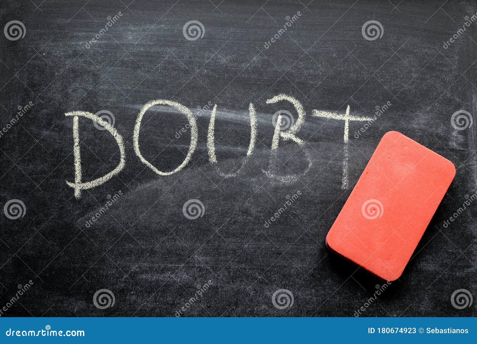 Erasing Doubt, Hand Written Word on Blackboard Being Erased Stock Image ...