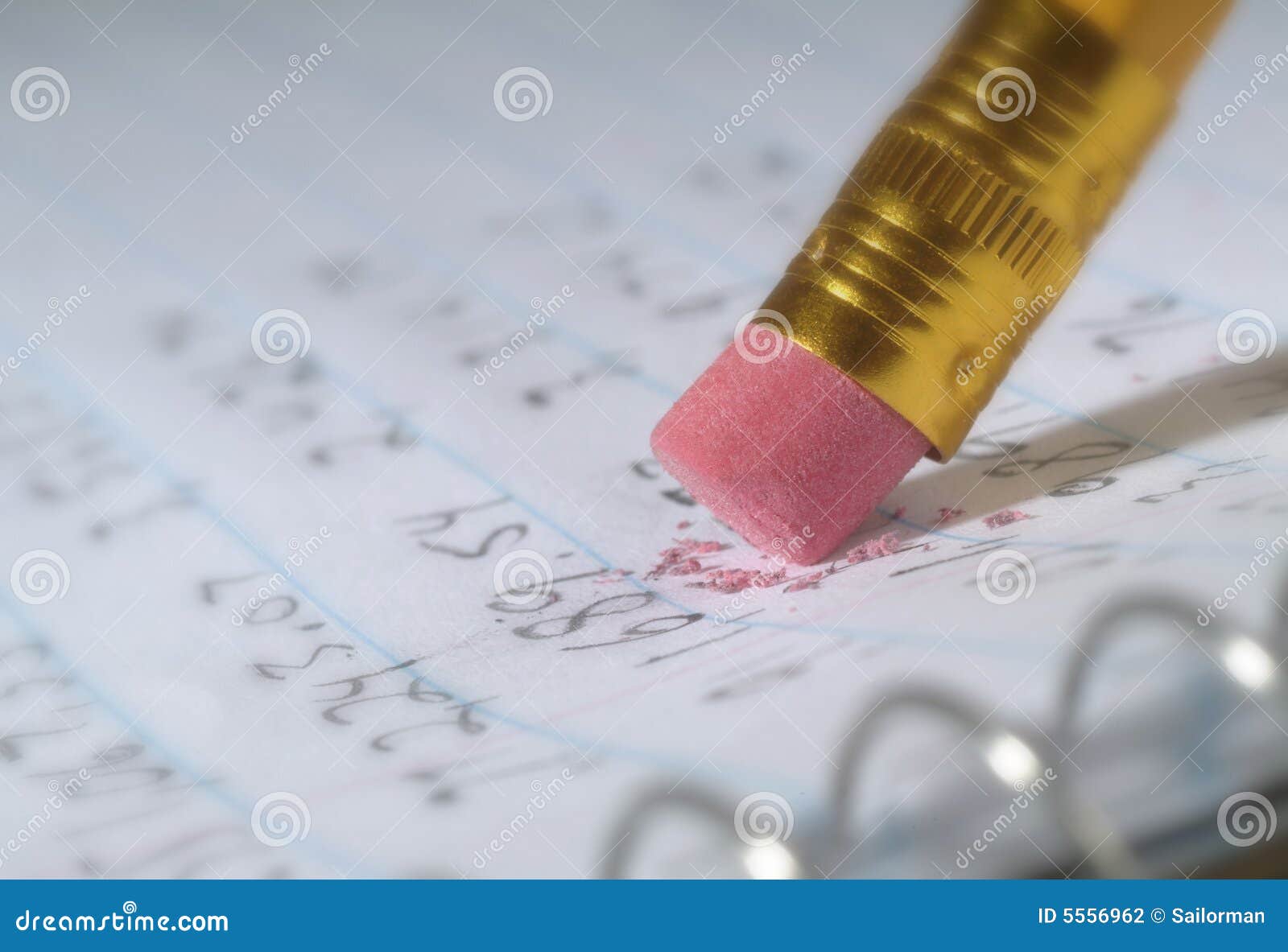 Erasing A Mistake On A Piece Of Paper. Stock Photo - Image: 5556962